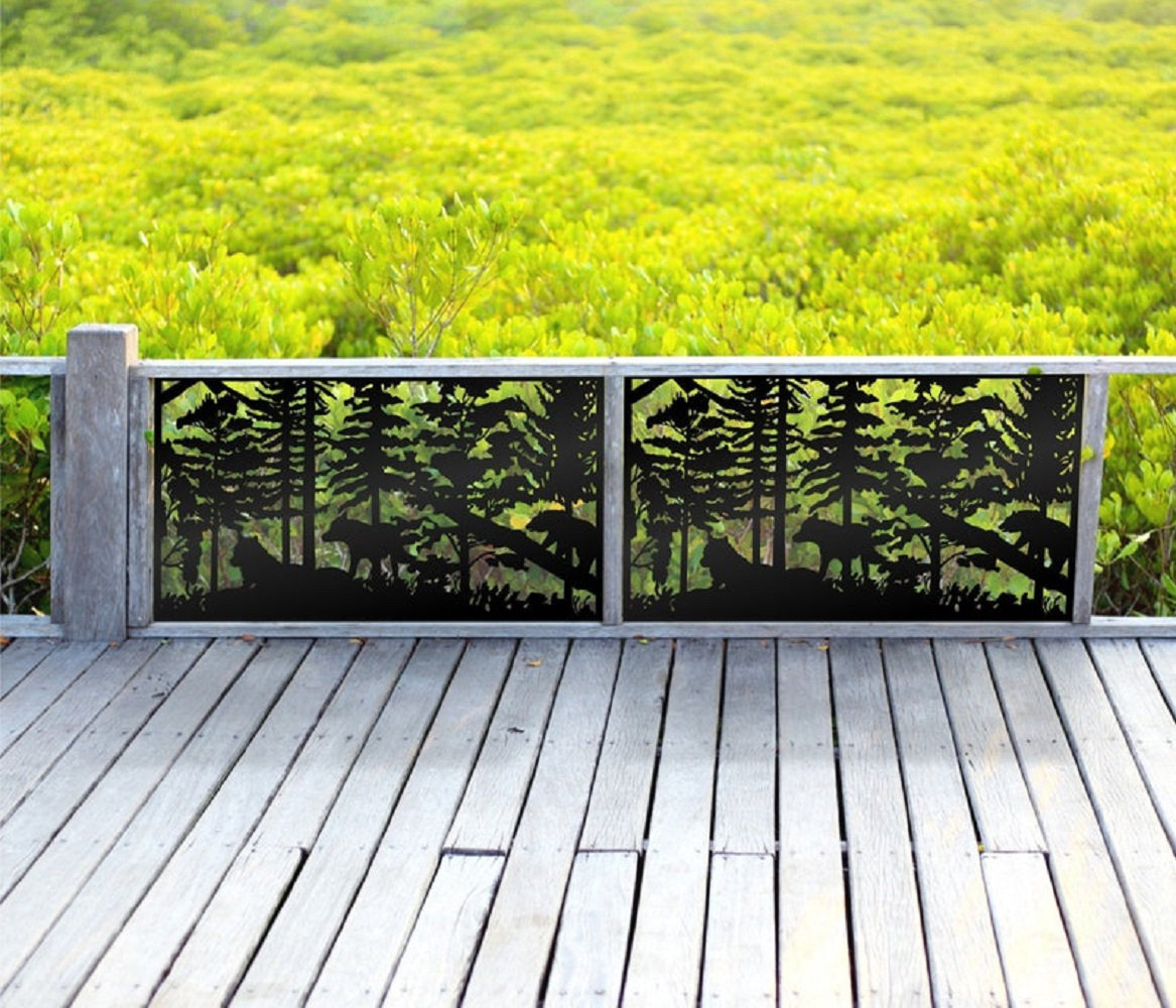 Lasercutarts Inc Wildlife Wolf Family Metal Privacy Screen- 30W x 30H ...