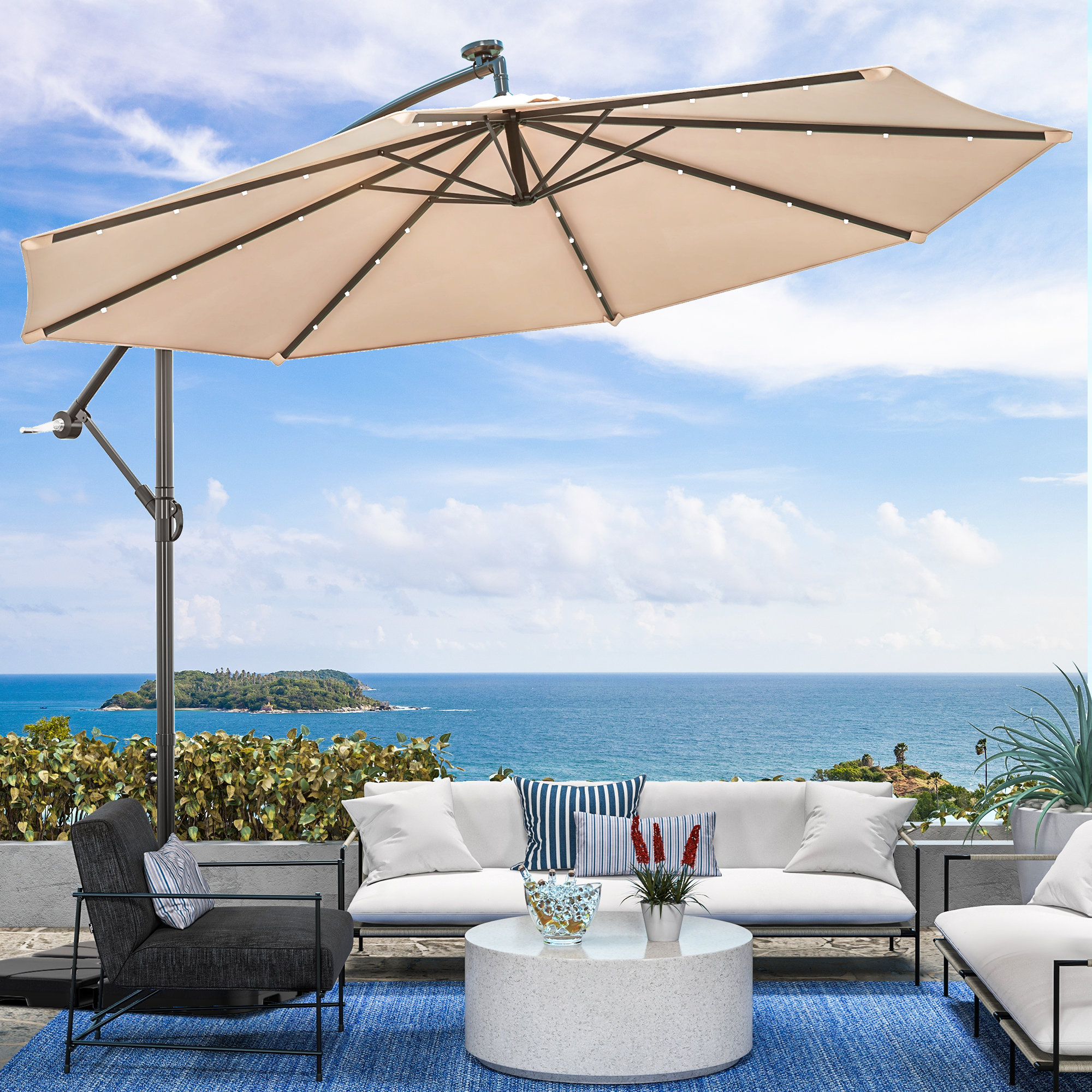 Wade Logan Catheryne 120 Umbrella with Counter Weights Included | Wayfair