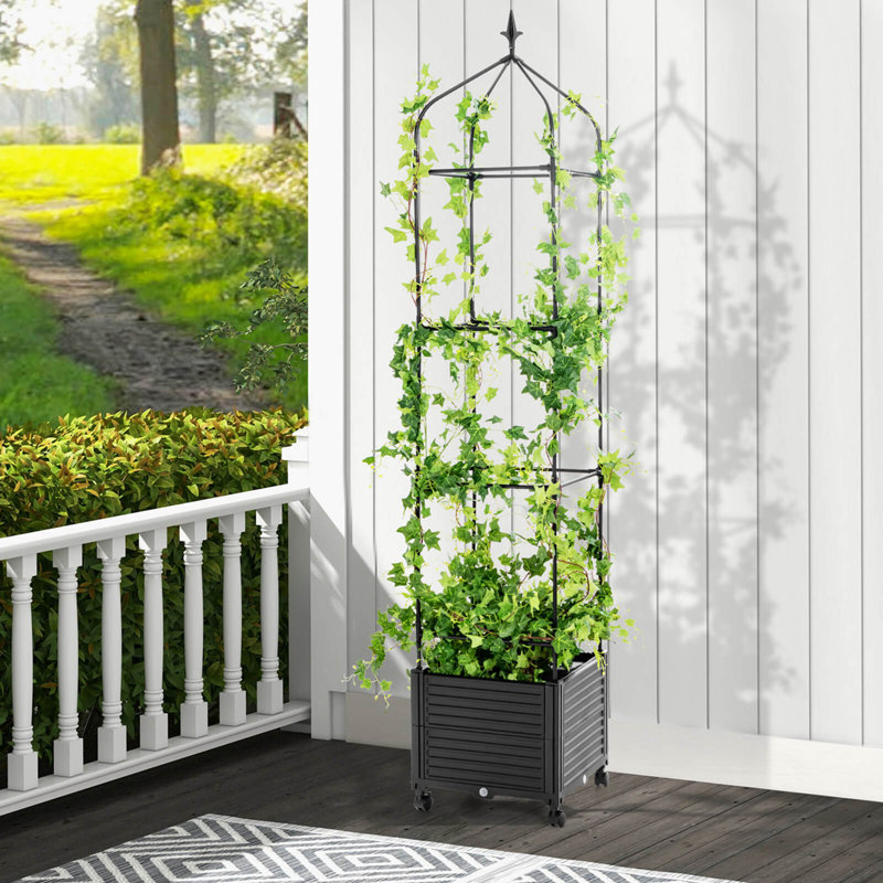 Winston Porter 1 Pcs Raised Garden Bed Tomato Cage Planter Box With Pe ...