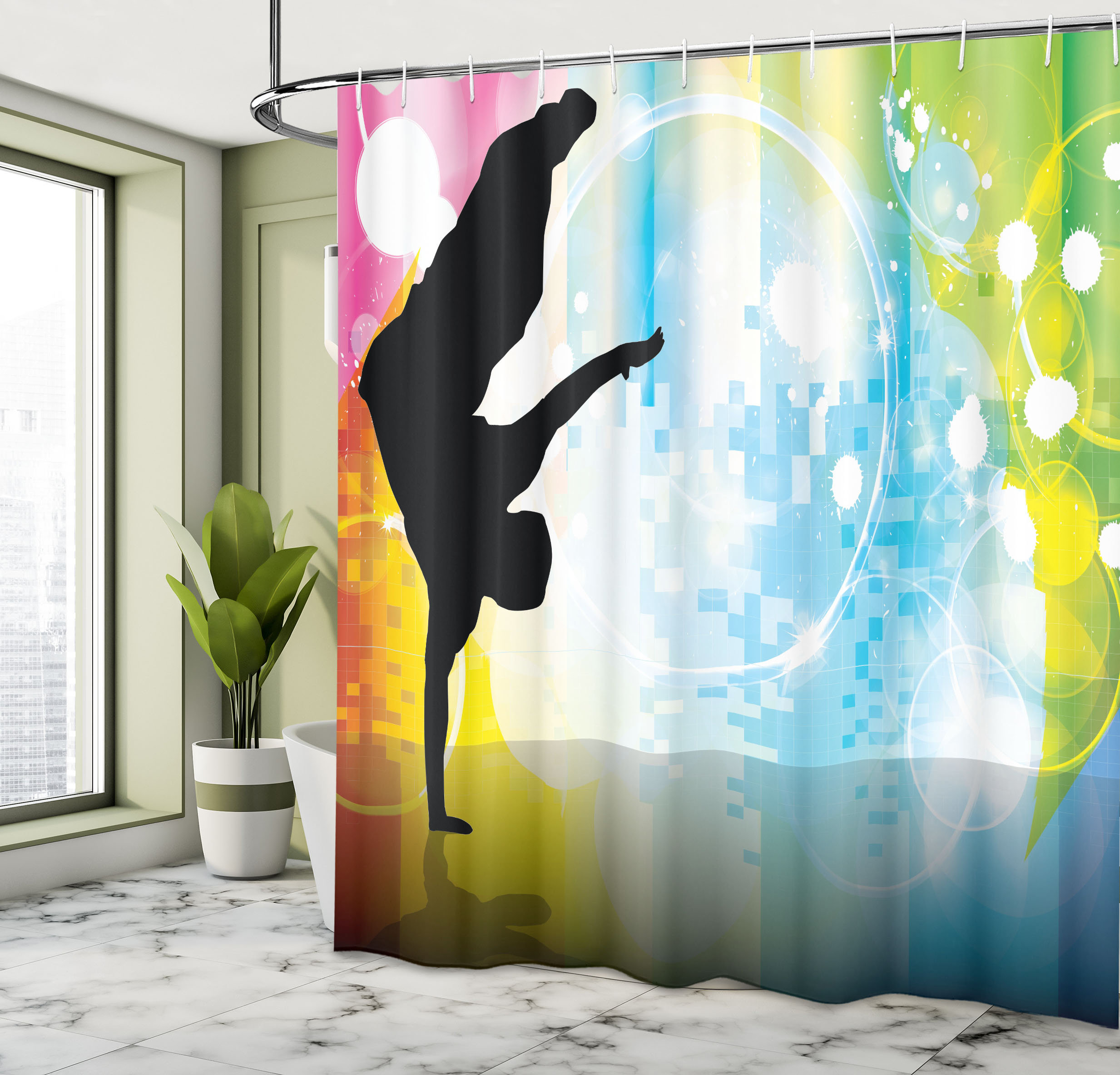 Dakota Fields Hip Hop Shower Curtain Breakdancing Theme Multicolor ...