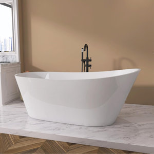 BRABOL 59" Acrylic Freestanding Bathtub-Acrylic Soaking Tubs | Wayfair