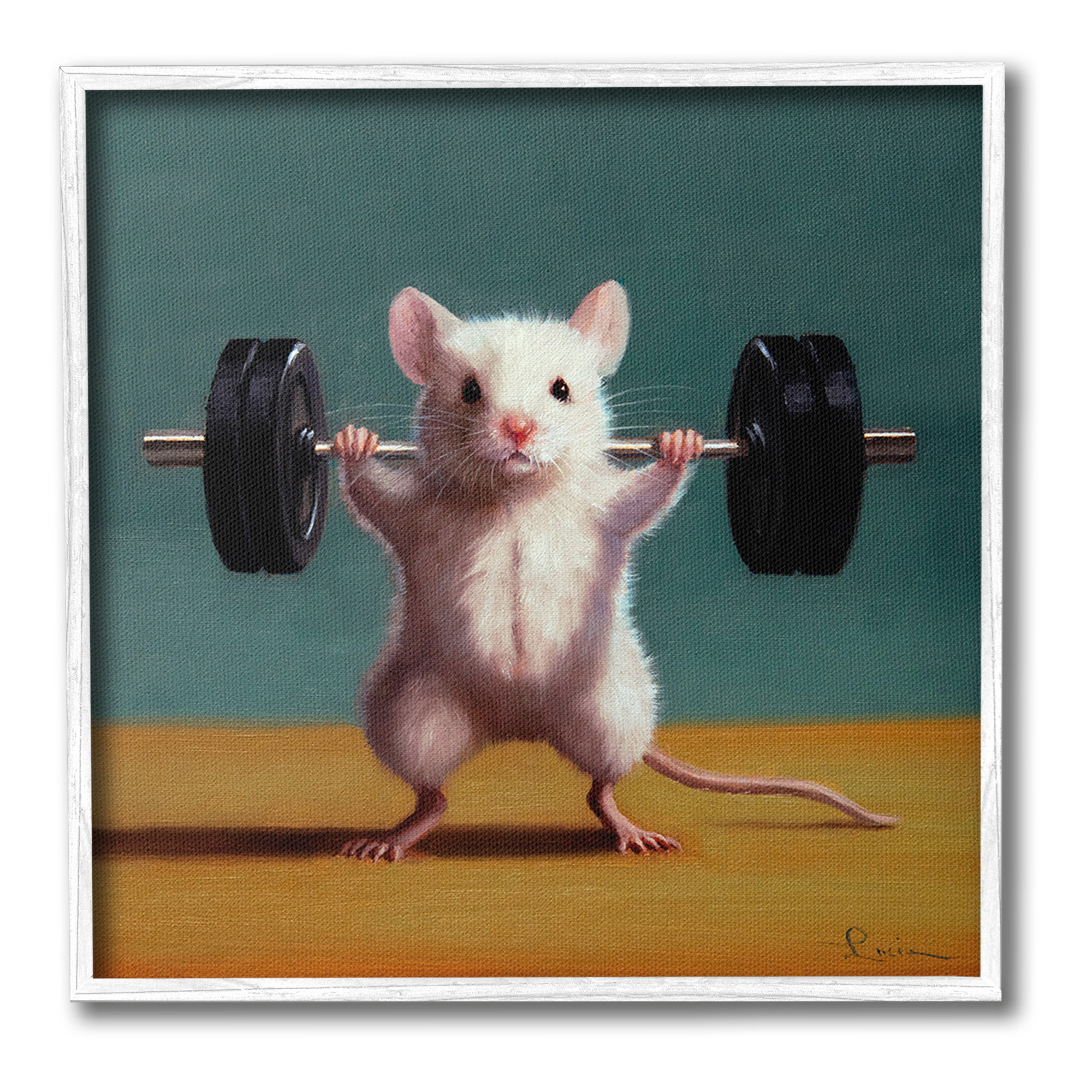 Stupell Industries Weight Lifting Mouse Framed Giclee Art by Lucia ...
