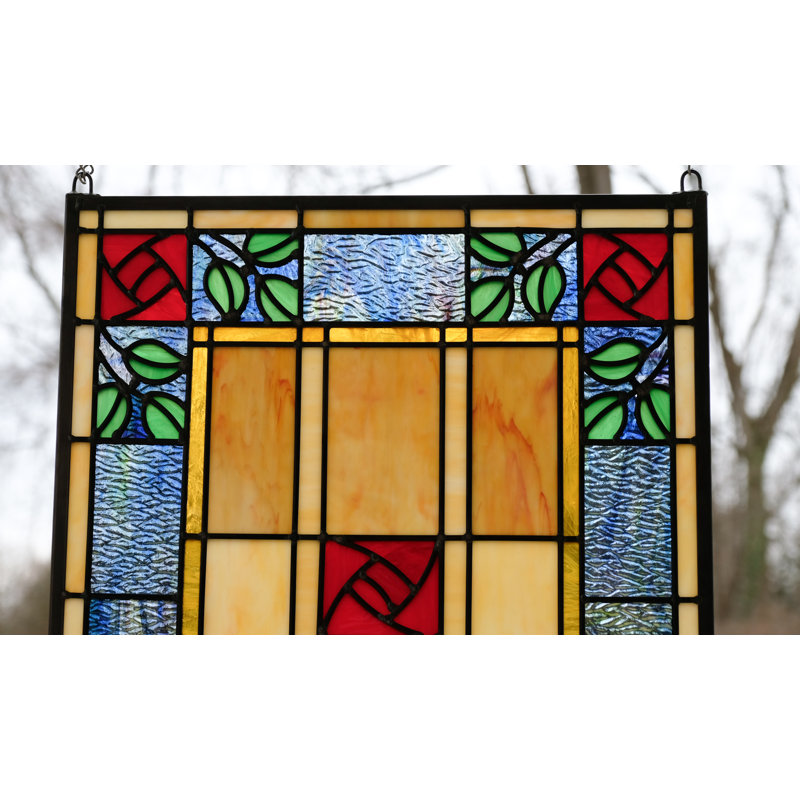 World Menagerie Rose Flower Stained Glass Window Panel | Wayfair