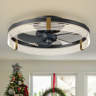 Mercer41 Kordae Indoor Bedroom Flush Mount Ceiling Fan with Light ...