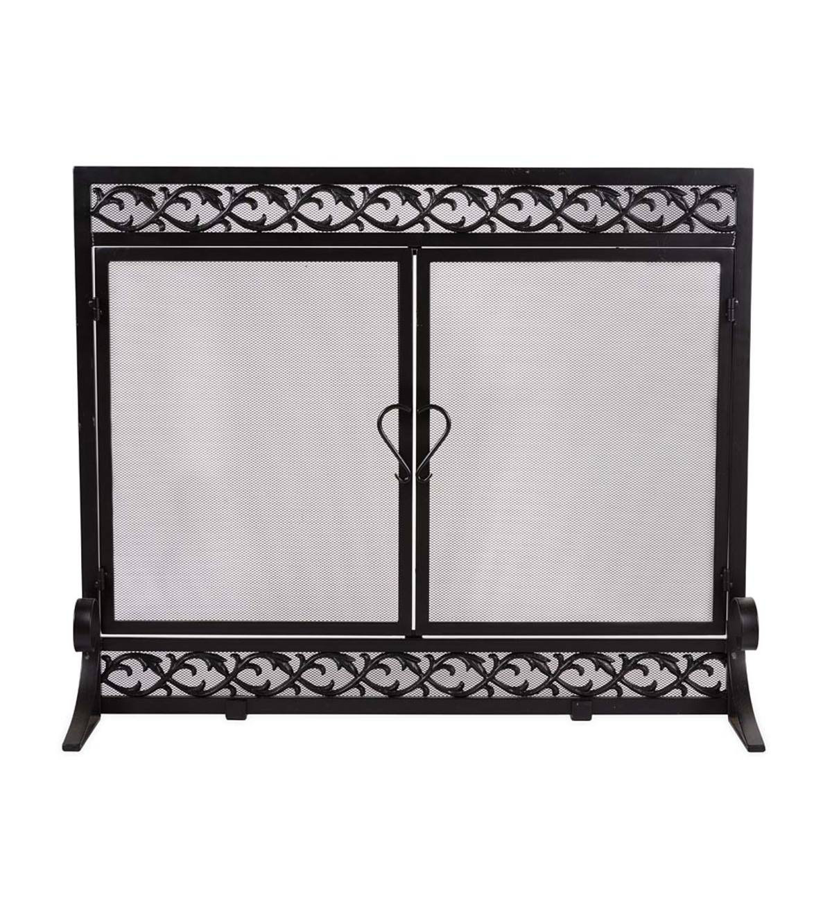 Lark Manor Akiera Small Iron Scrollwork Fireplace Screen With Two Doors ...