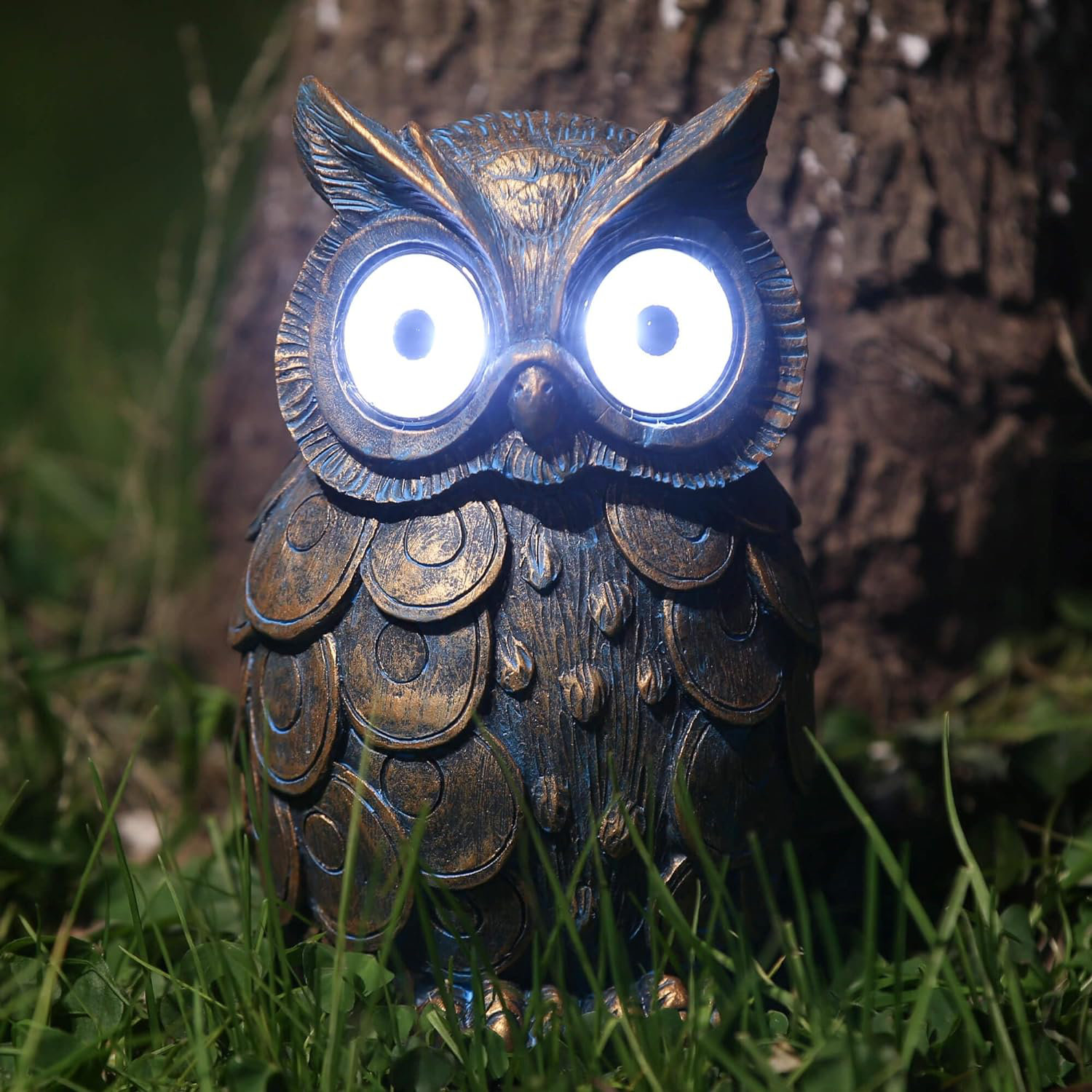 Millwood Pines Owl Outdoor Statue With Solar Light Garden Decoration ...