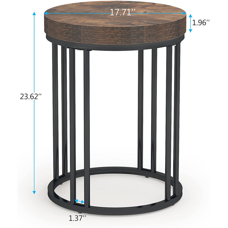 17 Stories Jotham Side Table, Round End Table for Living Room, Bedroom ...