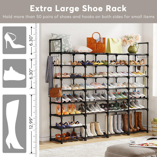 Rebrilliant 58 Pairs Large Shoe Rack Shoe Shelf Boots Shoe Organizer ...
