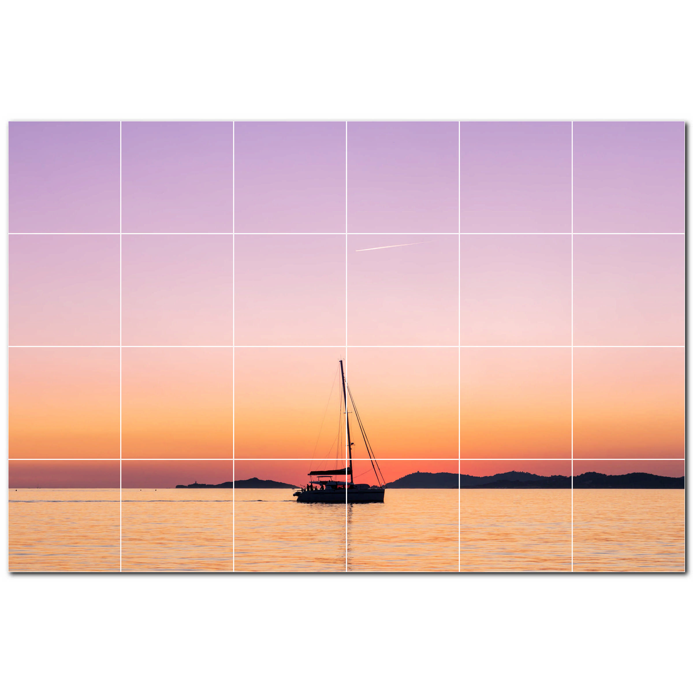 Picture-Tiles.com 36" x 24" Ceramic Boat Photo Decorative Mural Tile ...