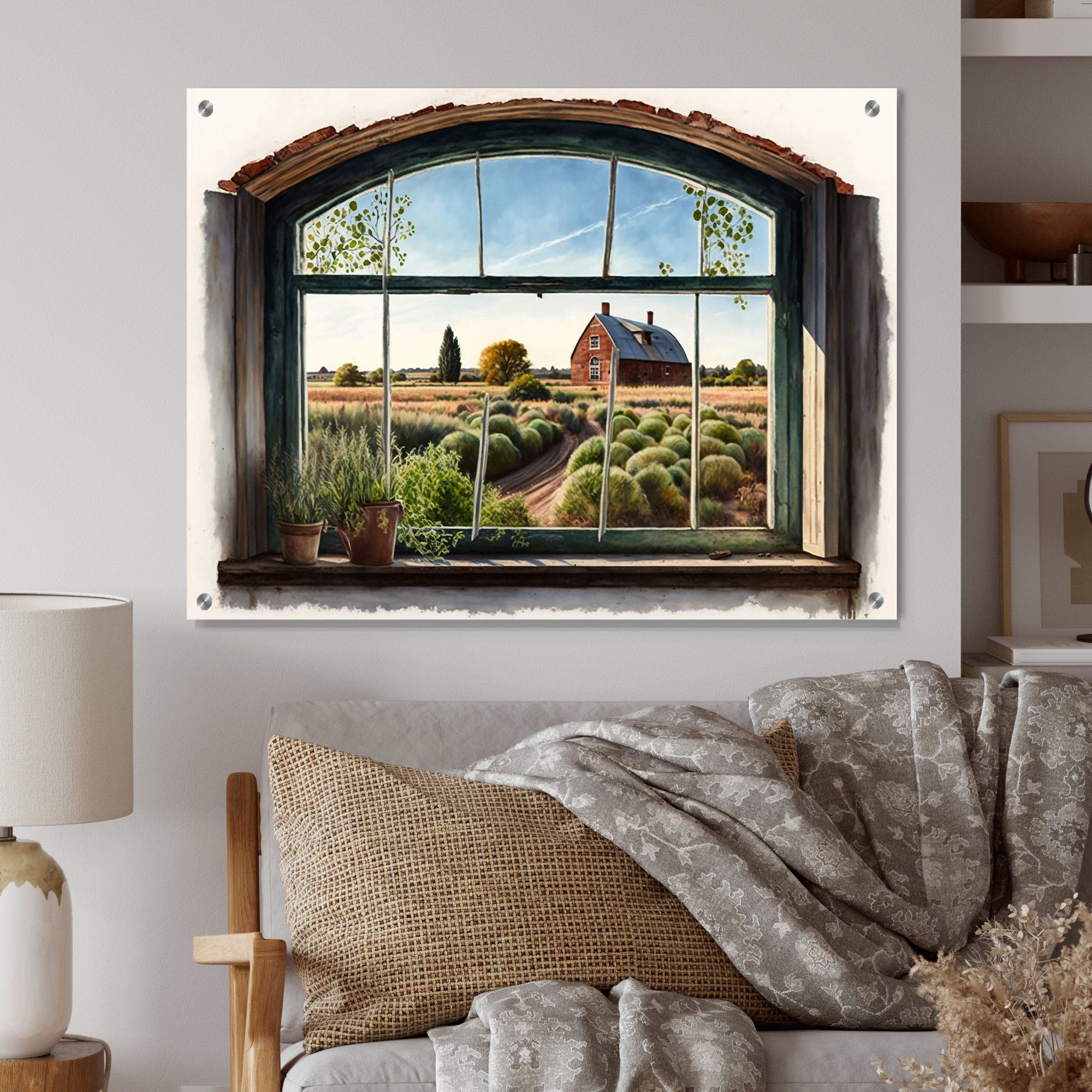 August Grove® Window View Of Barn - Farm Windows Acrylic Wall Art ...