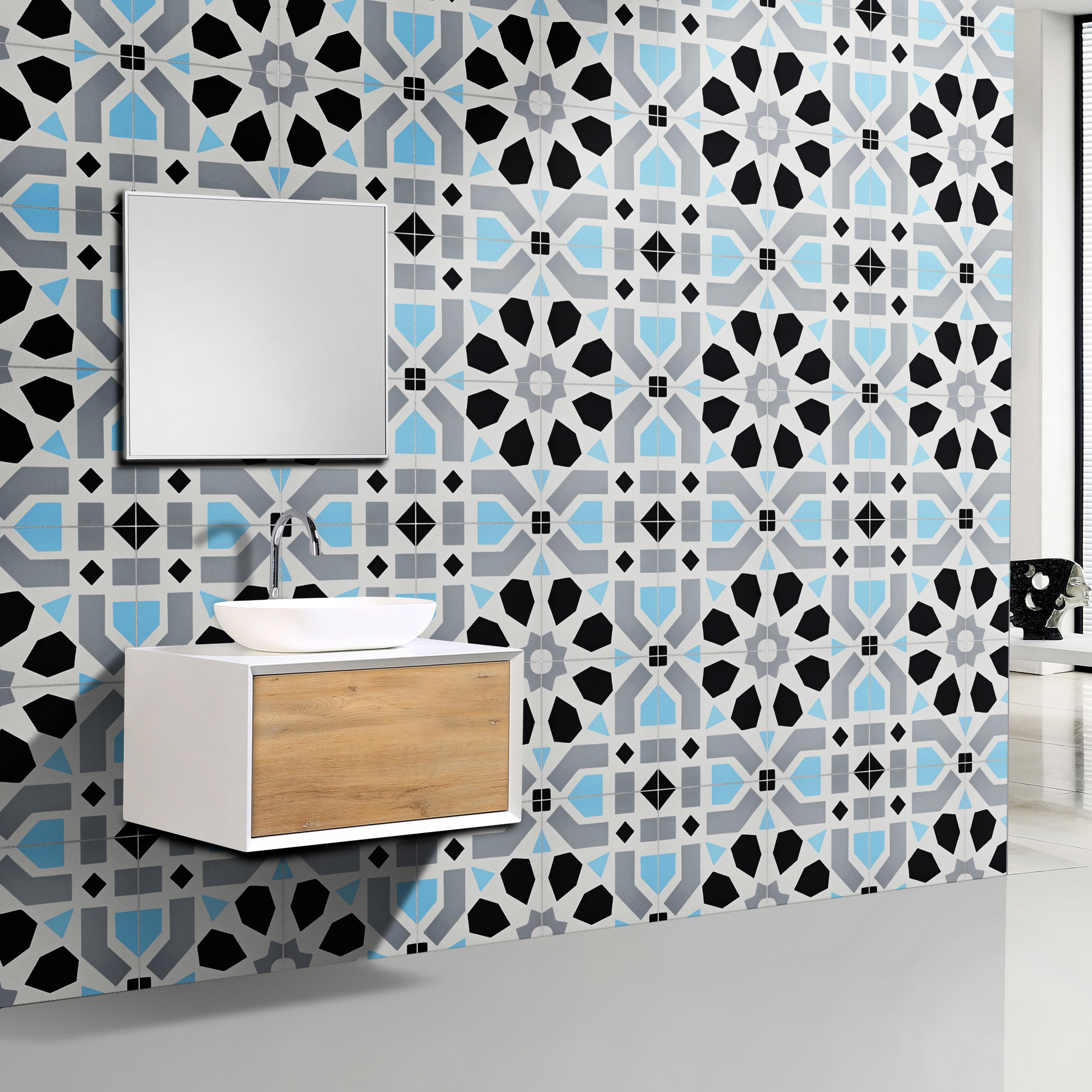Moroccan Mosaic Azilal 8" x 8" Cement Patterned Wall & Floor Tile | Wayfair