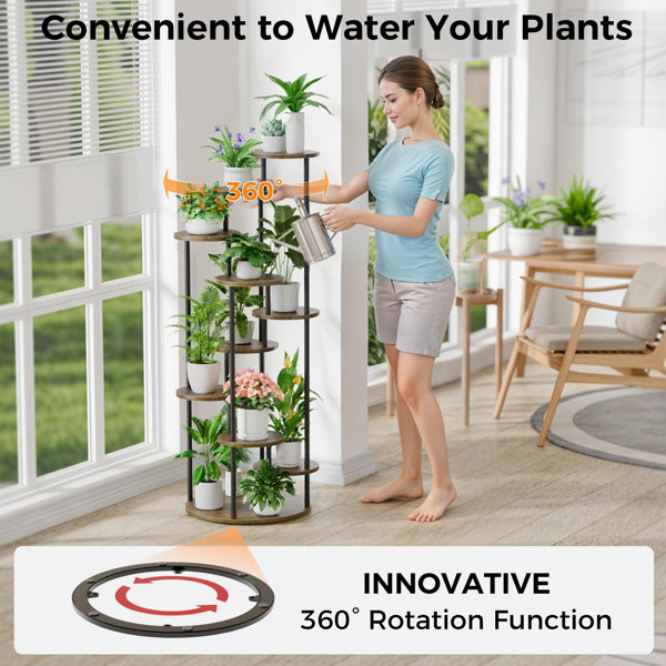 17 Stories 9 Tiered Plant Stand Indoor, Rotatable Corner Plant Stand ...