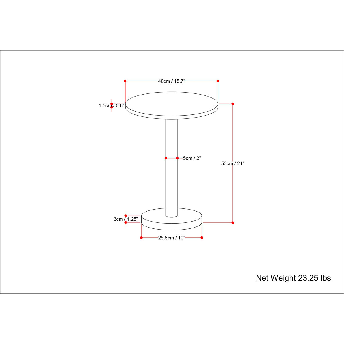 Simpli Home 16"W Round Contemporary Side Table with Genuine Marble Top ...