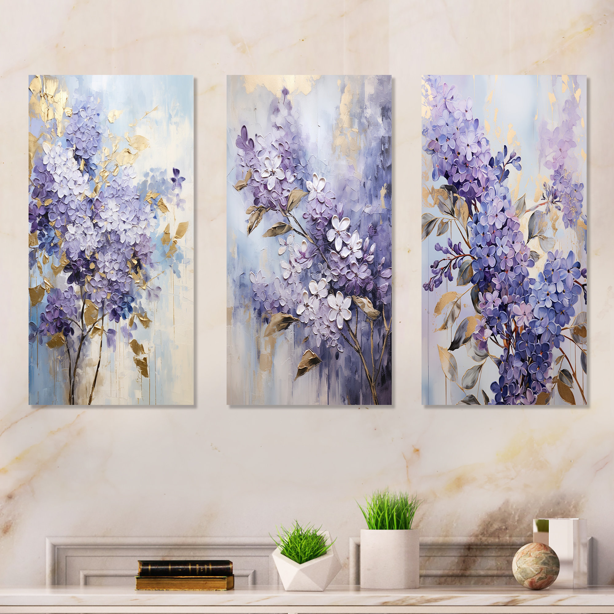 Red Barrel Studio® Purple And Gold Pastel Lilac Dreams - Lilacs Metal ...