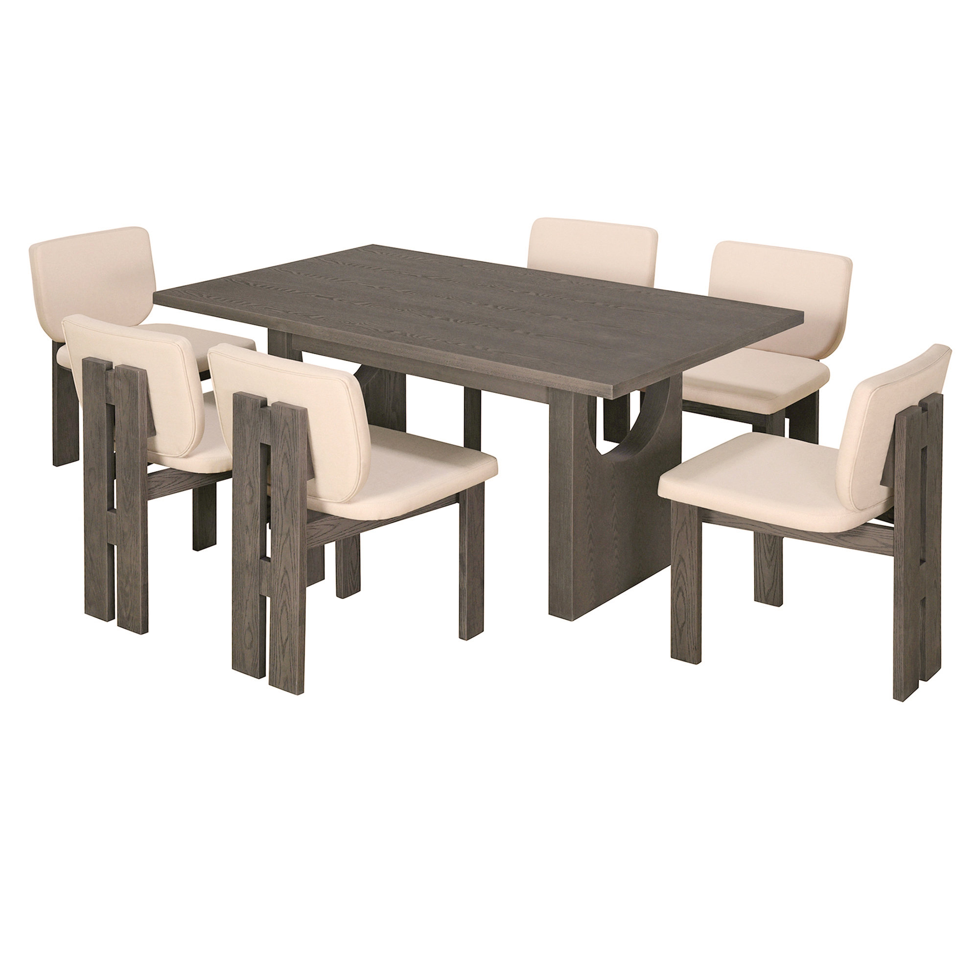 Latitude Run® 7-Piece Retro Dining Set, 1 Rectangular Table with ...