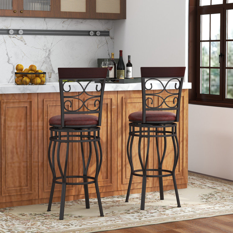 Hokku Designs Set of 2 30 Inch Bar Stool with Backrest and Footrest ...