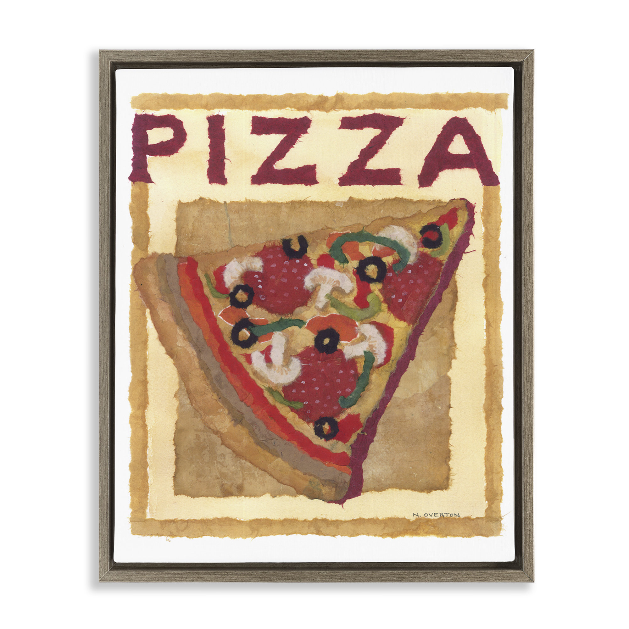 Lark Manor™ Watercolor Style Pizza Framed Floater Canvas Wall Art by ...