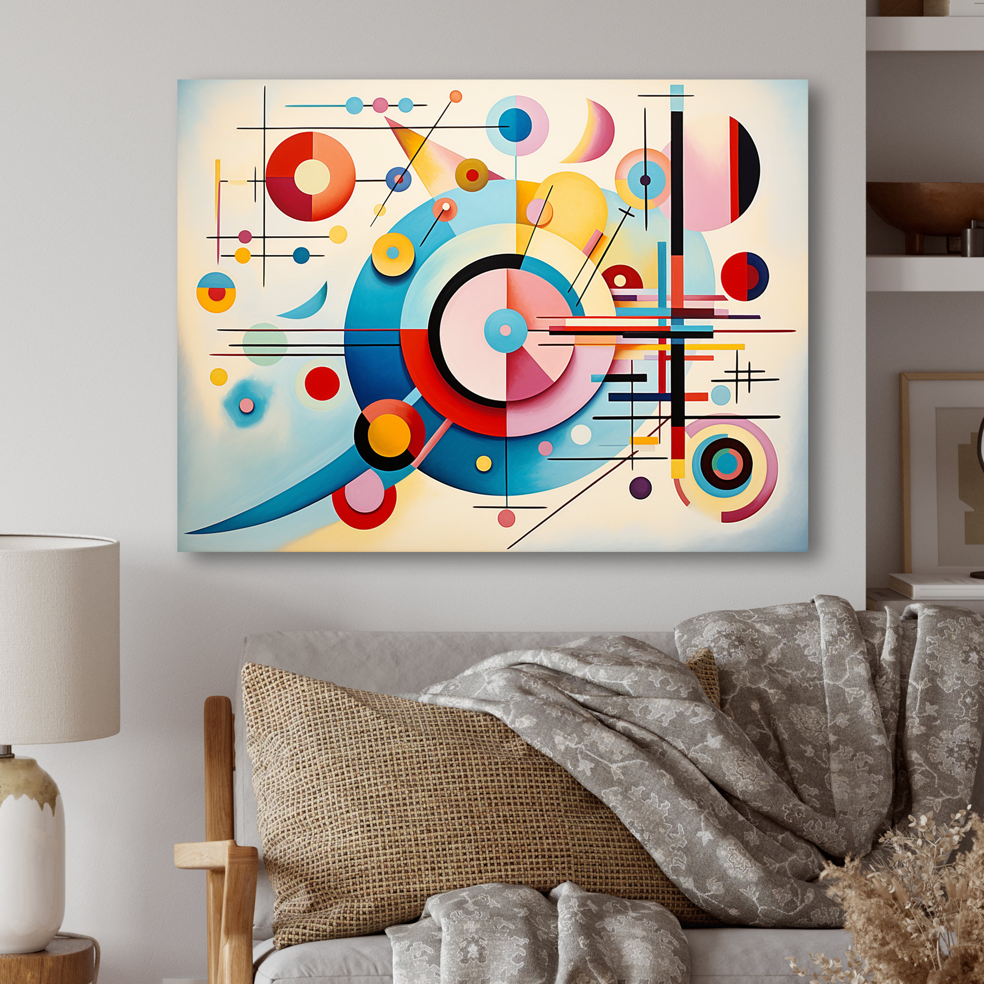 Ebern Designs Blue And Pink Abstract Geometric Vision 1 - Geometric ...