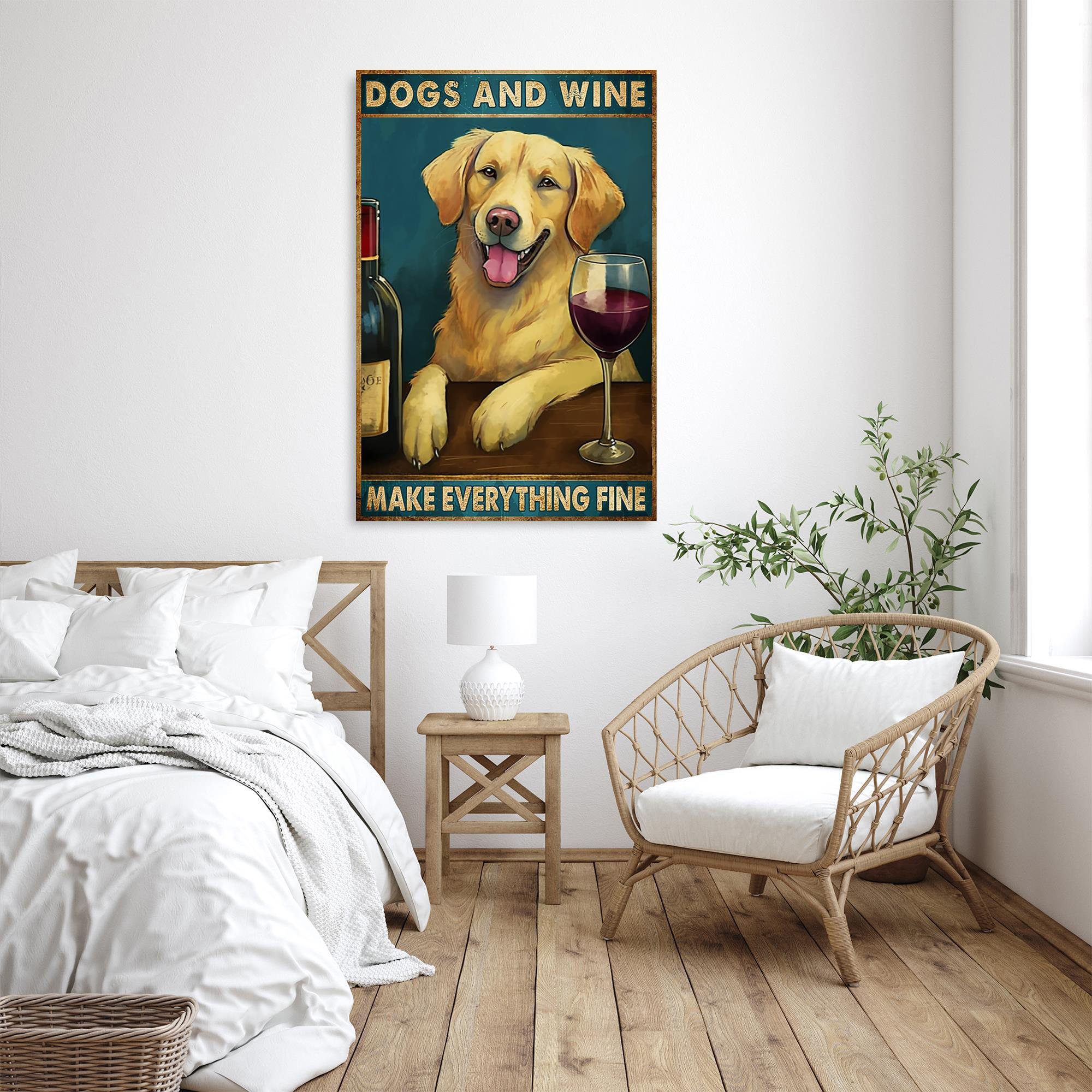 Trinx Dogs And Wine Make Everything Fine - 1 Piece Recta Dogs And Wine ...
