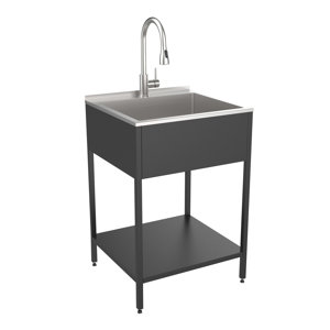 Transolid 24'' L x 22.1'' W Free Standing Laundry Sink with Faucet ...