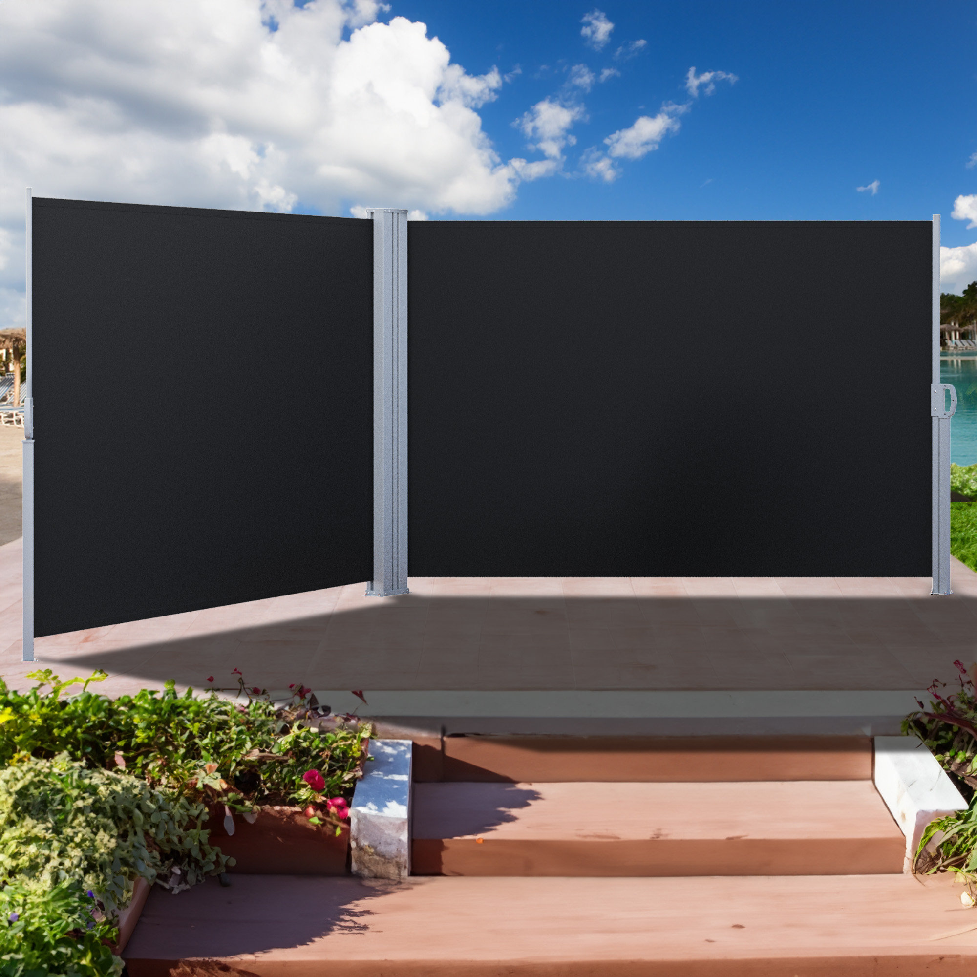 Edrosie Inc 236"W Polyester Cover Retractable Side Awning & Reviews ...