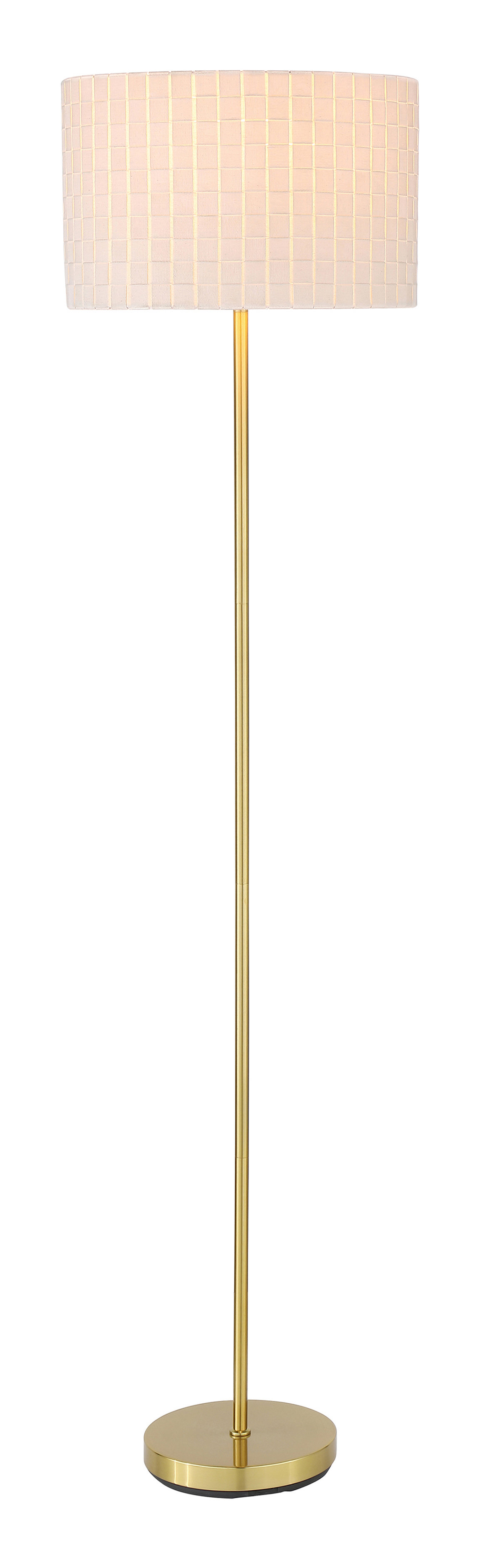 George Oliver Jericho Gold and Beige Drum Shade Floor Lamp | Wayfair