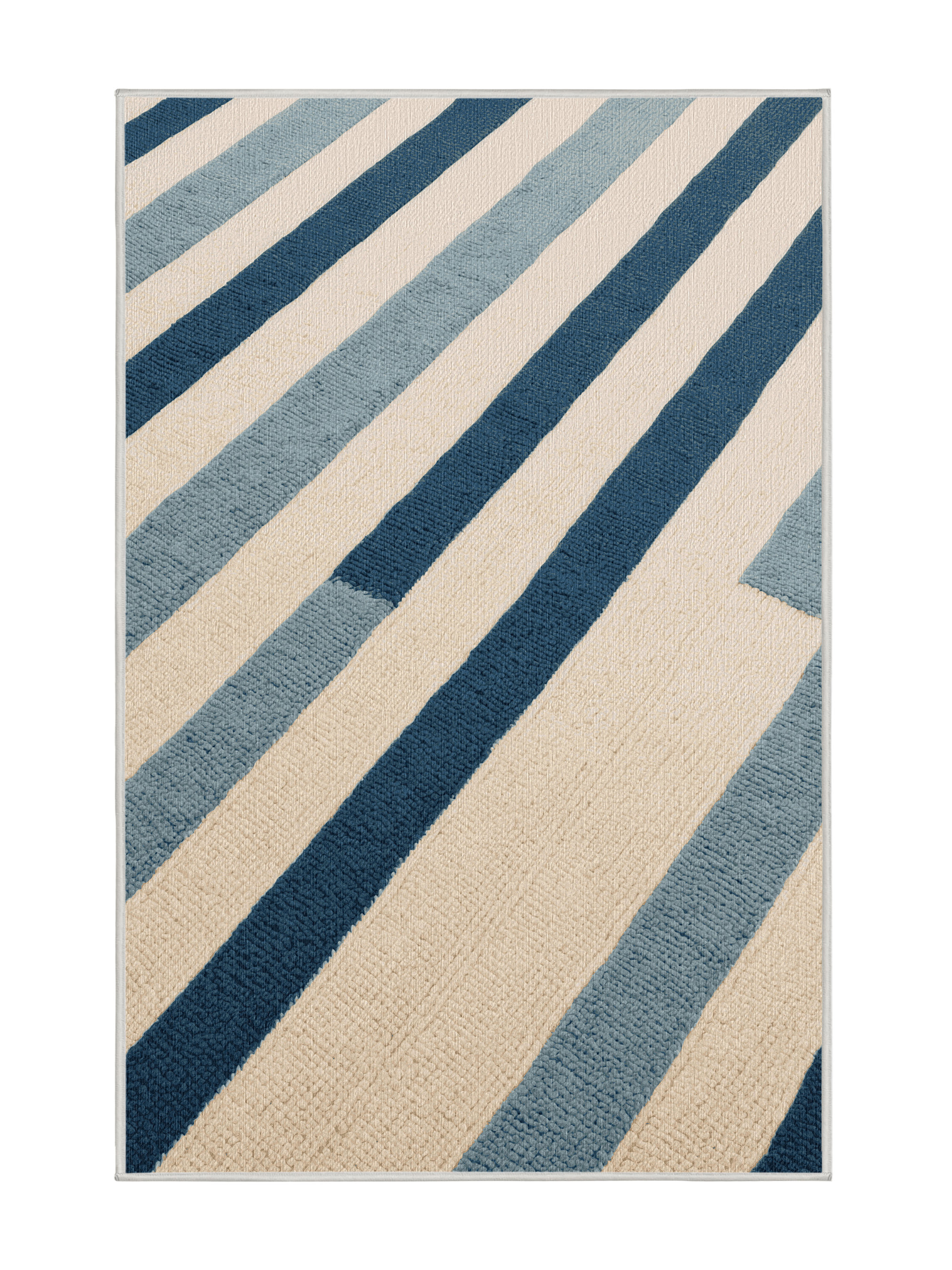 Rosecliff Heights Washable Sea Blue Cream Striped Area Rug | Wayfair