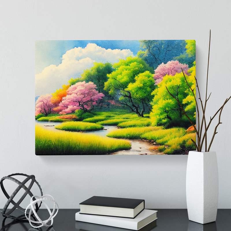 ClassicLiving Spring Forest Watercolour Vol.8 - Wrapped Canvas Painting ...