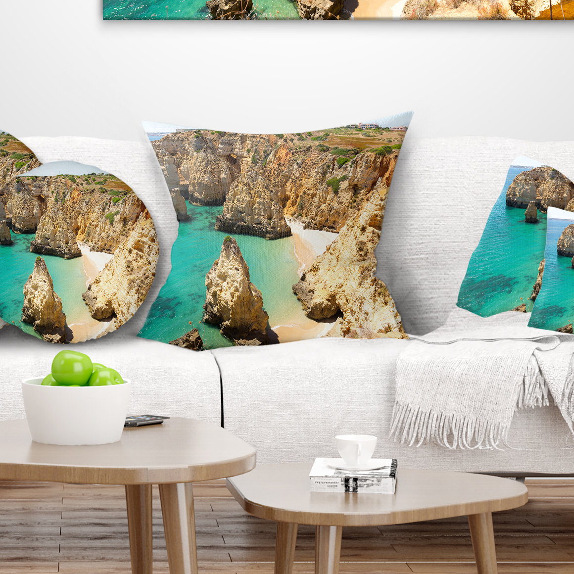 Design Art Seashore Rocky and Rough Portugal Bay Lumbar Pillow | Wayfair
