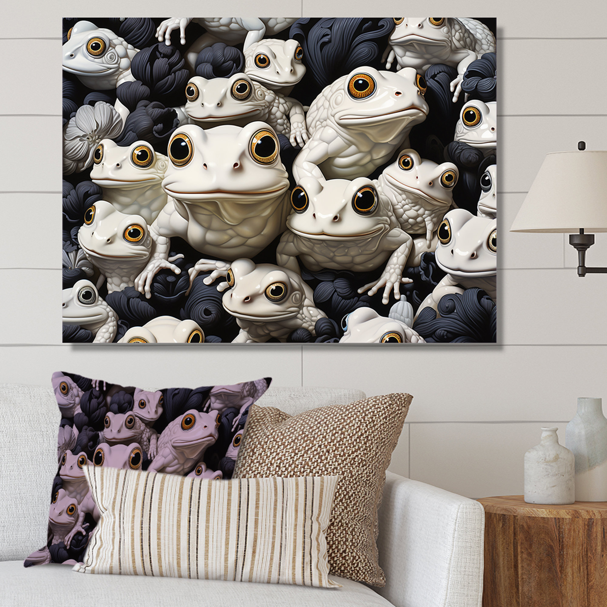 Bay Isle Home™ Black And White Pop Art Frogs - Frogs & Toads Canvas Art ...