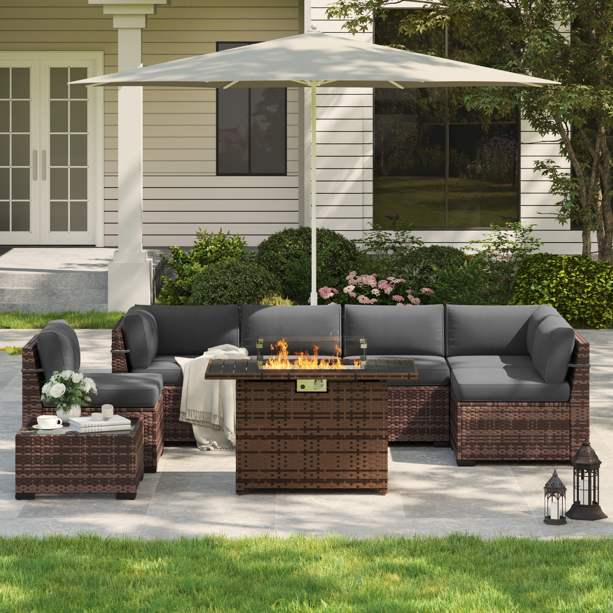 Latitude Run® 6 - Person Outdoor Slanted-Back Sectional Sofa With ...