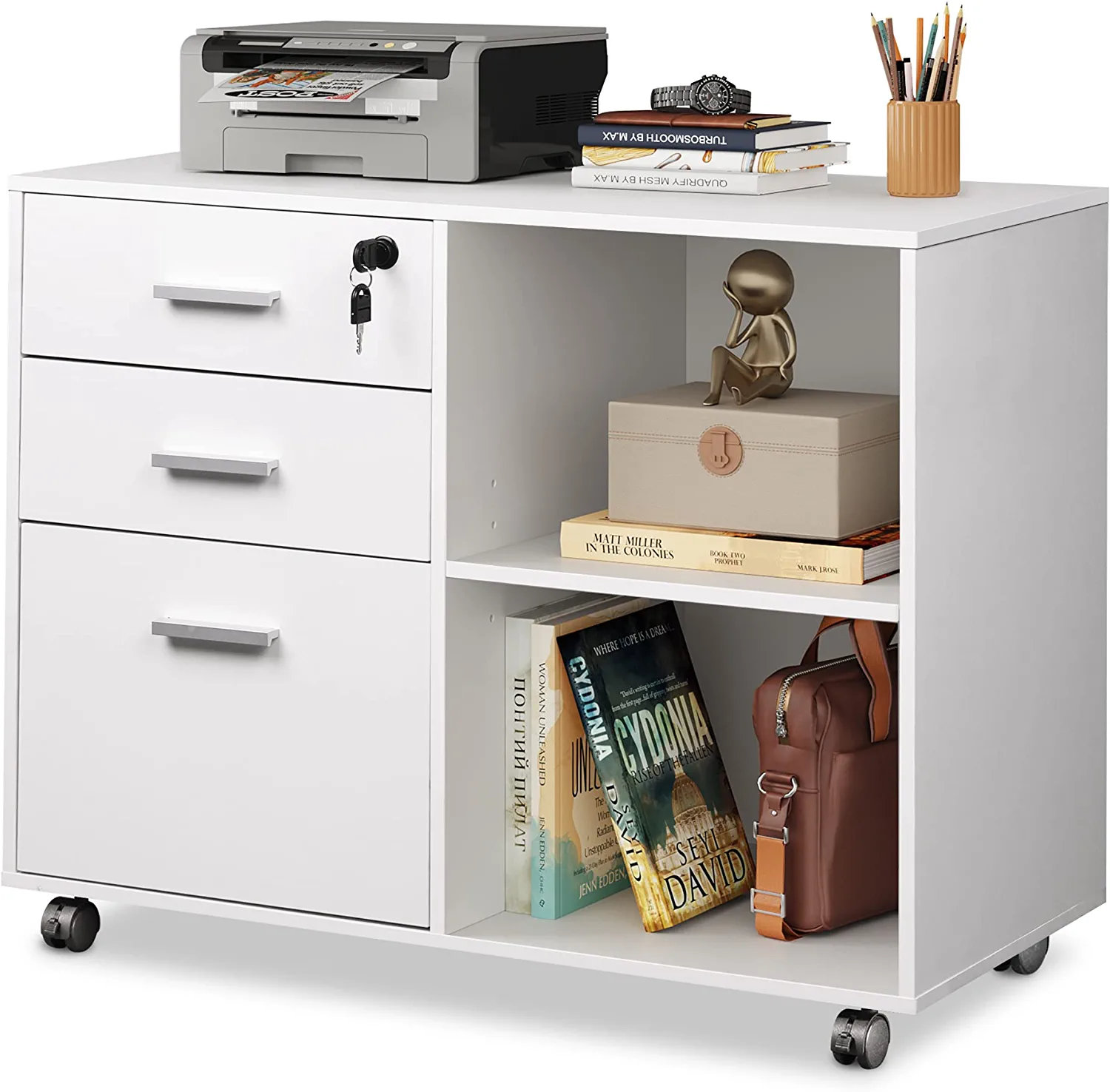 Latitude Run® Kentrel 3-Drawer Mobile Vertical Filing Cabinet | Wayfair