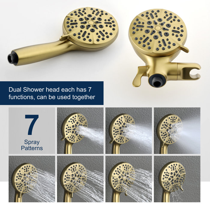 SHAMANDA Dual Shower Faucet Set with Valve High Pressure 2 in 1 Shower ...