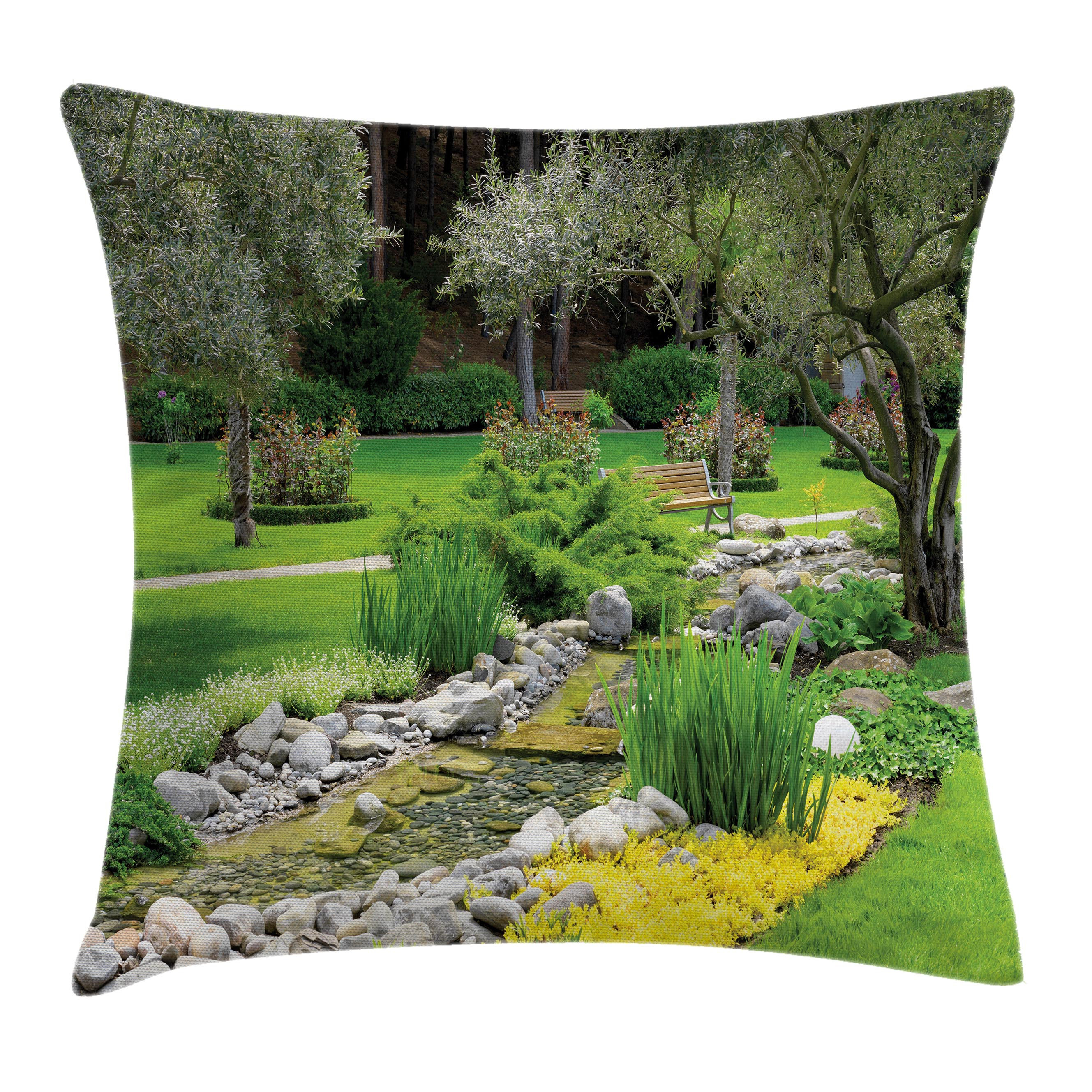 Ambesonne Garden Throw Pillow Case Japanese Park Landscape Square ...