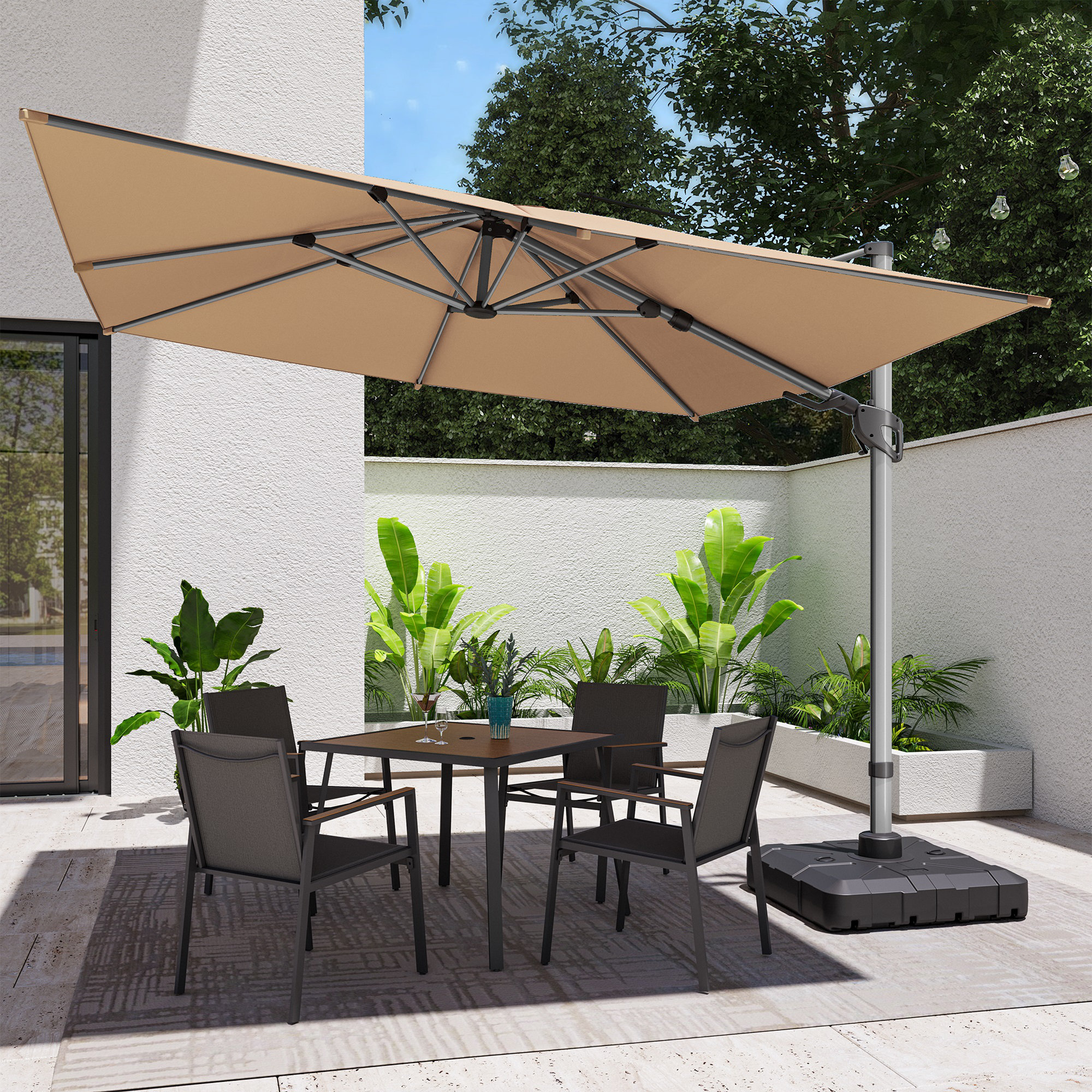 Lausaint Home Gentle Chic 120" Aluminum Square Cantilever Umbrella ...