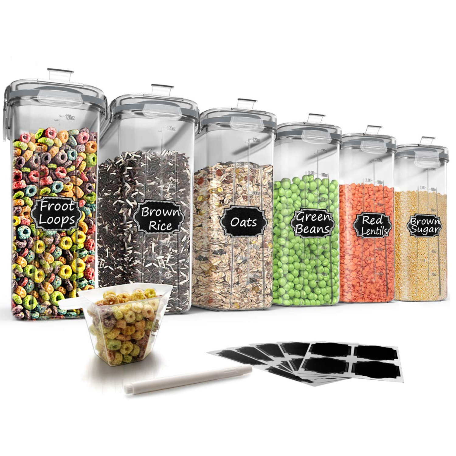 Prep & Savour Cereal Storage Containers Set, Large BPA Free Plastic ...