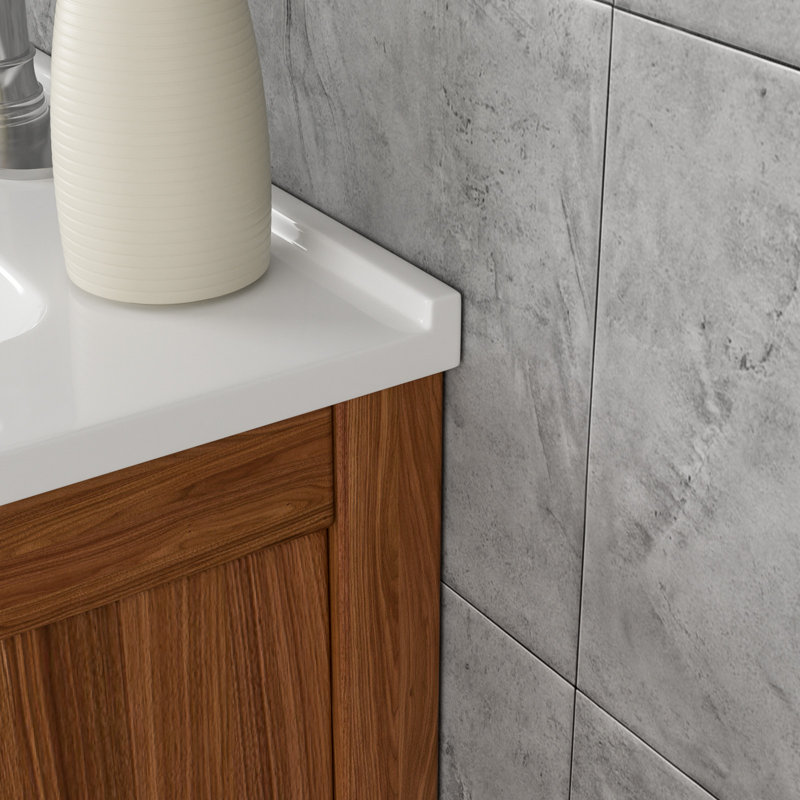 Lordear 24'' Ceramic Single Vanity Top with Sink and 3 Faucet Holes ...