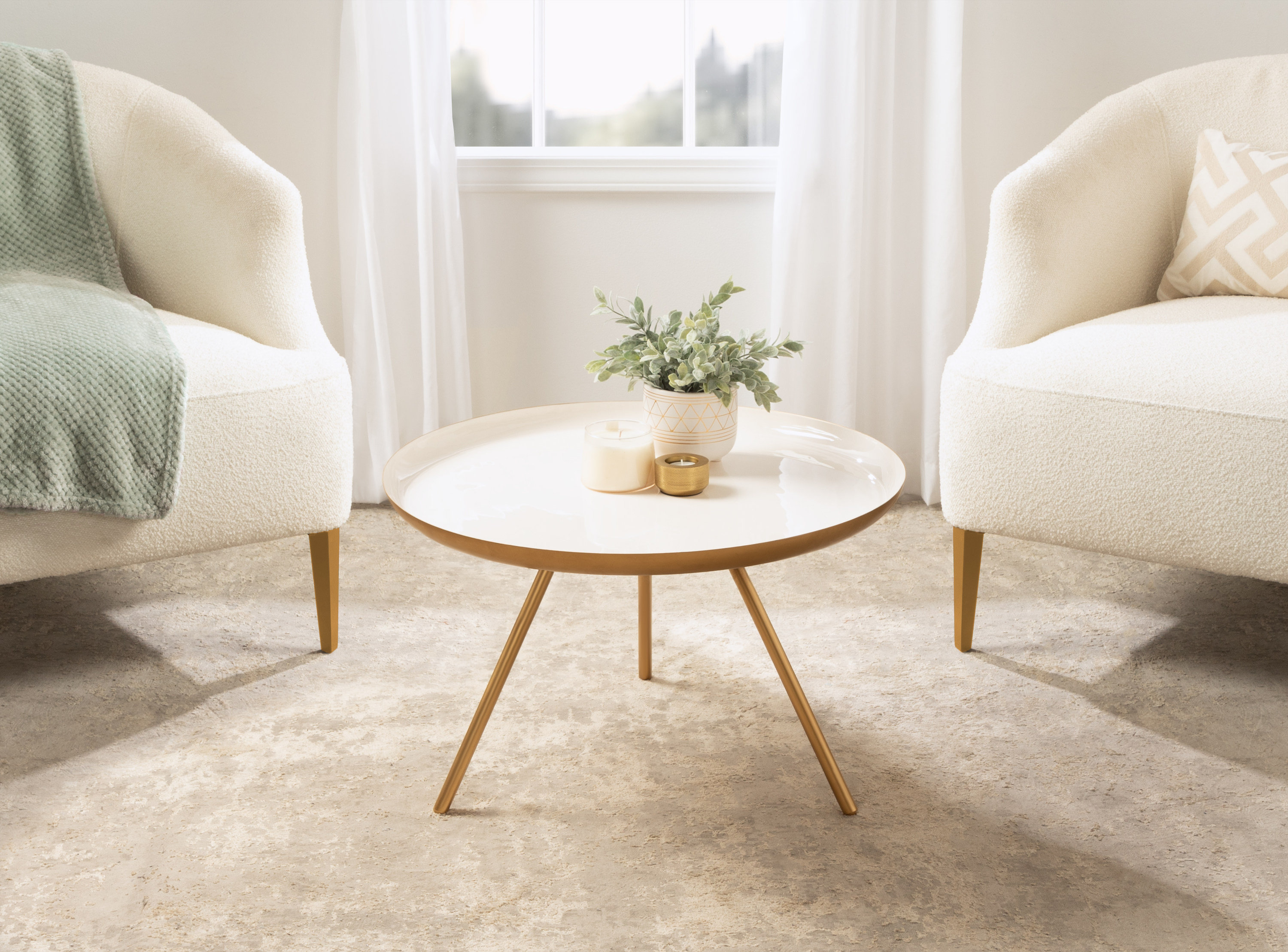 Wade Logan® Albinca Round Metal Coffee Table 25" Diameter White, Black ...