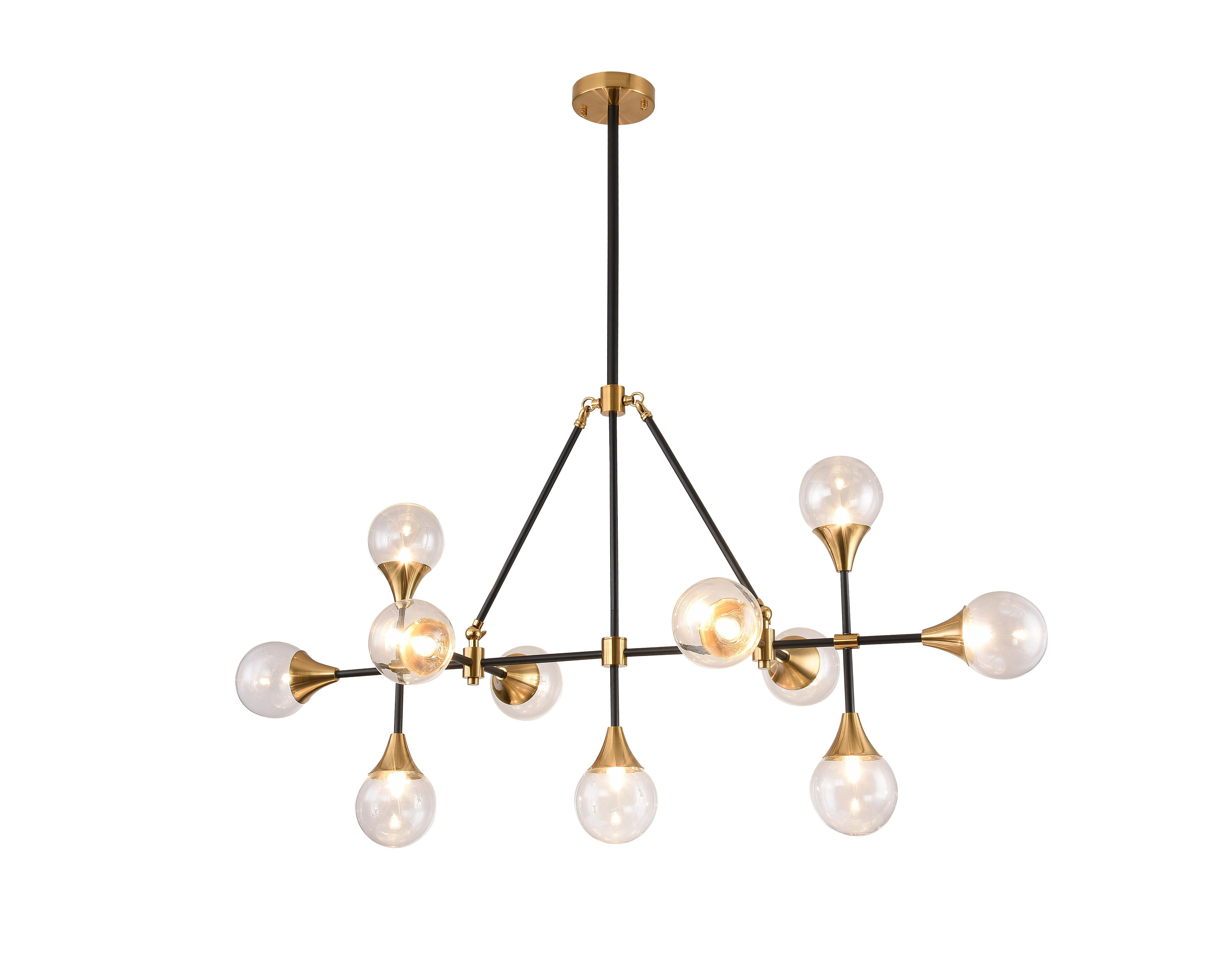 Wrought Studio Lustre spoutnik noir et doré 11 lumières avec abat-jour ...