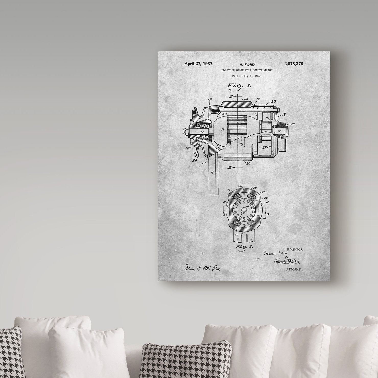 17 Stories Manilo 'Ford Dc Generator' Drawing Print on Wrapped Canvas ...
