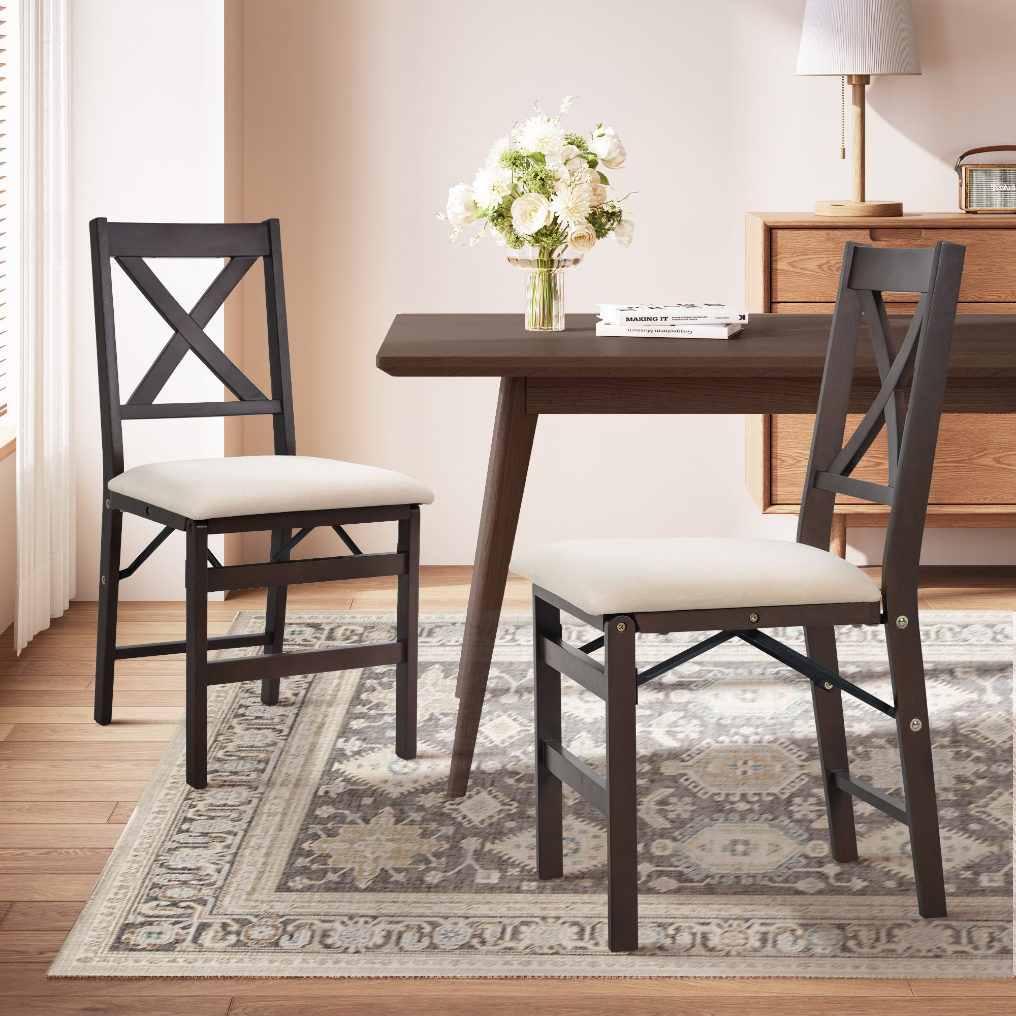 Gracie Oaks Padded Folding Dining Chairs Folding Chair Set & Reviews ...