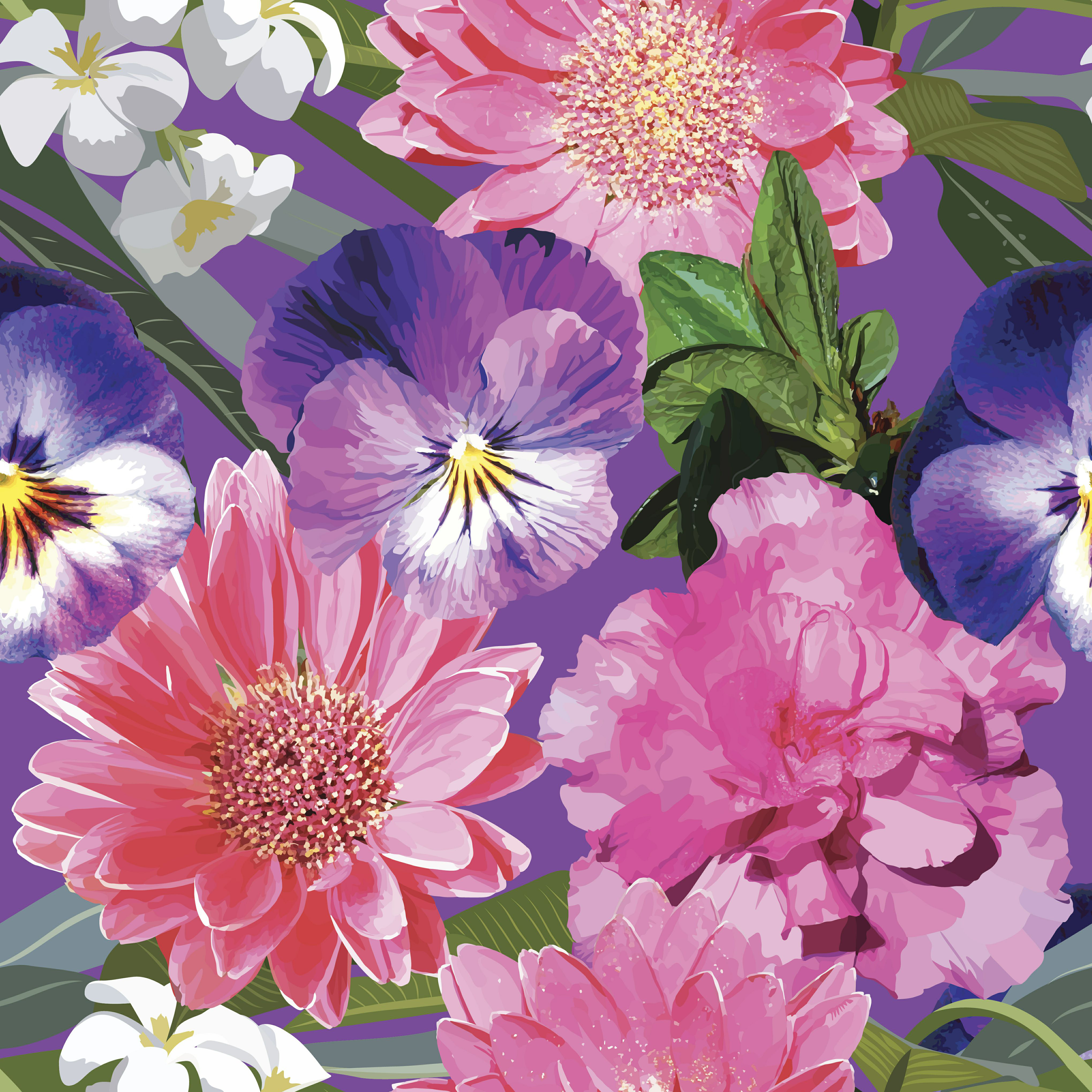 Winston Porter Vector Of Realistic Flowers by - Wrapped Canvas Graphic ...