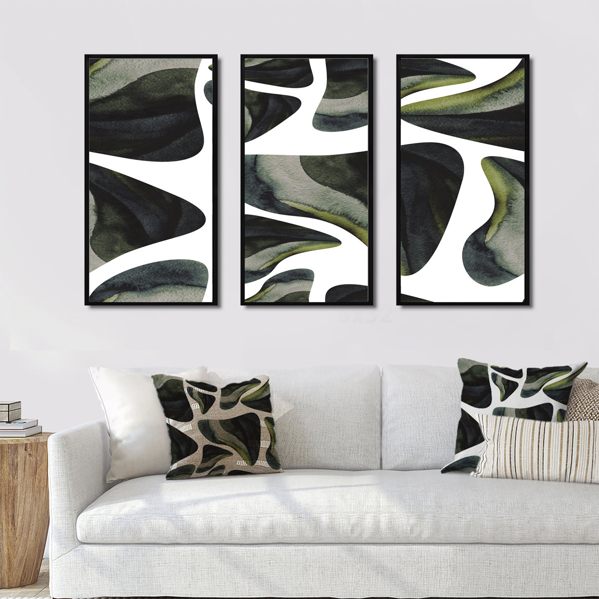 Orren Ellis Abstract Dark Green Elements III - Modern Framed Canvas ...