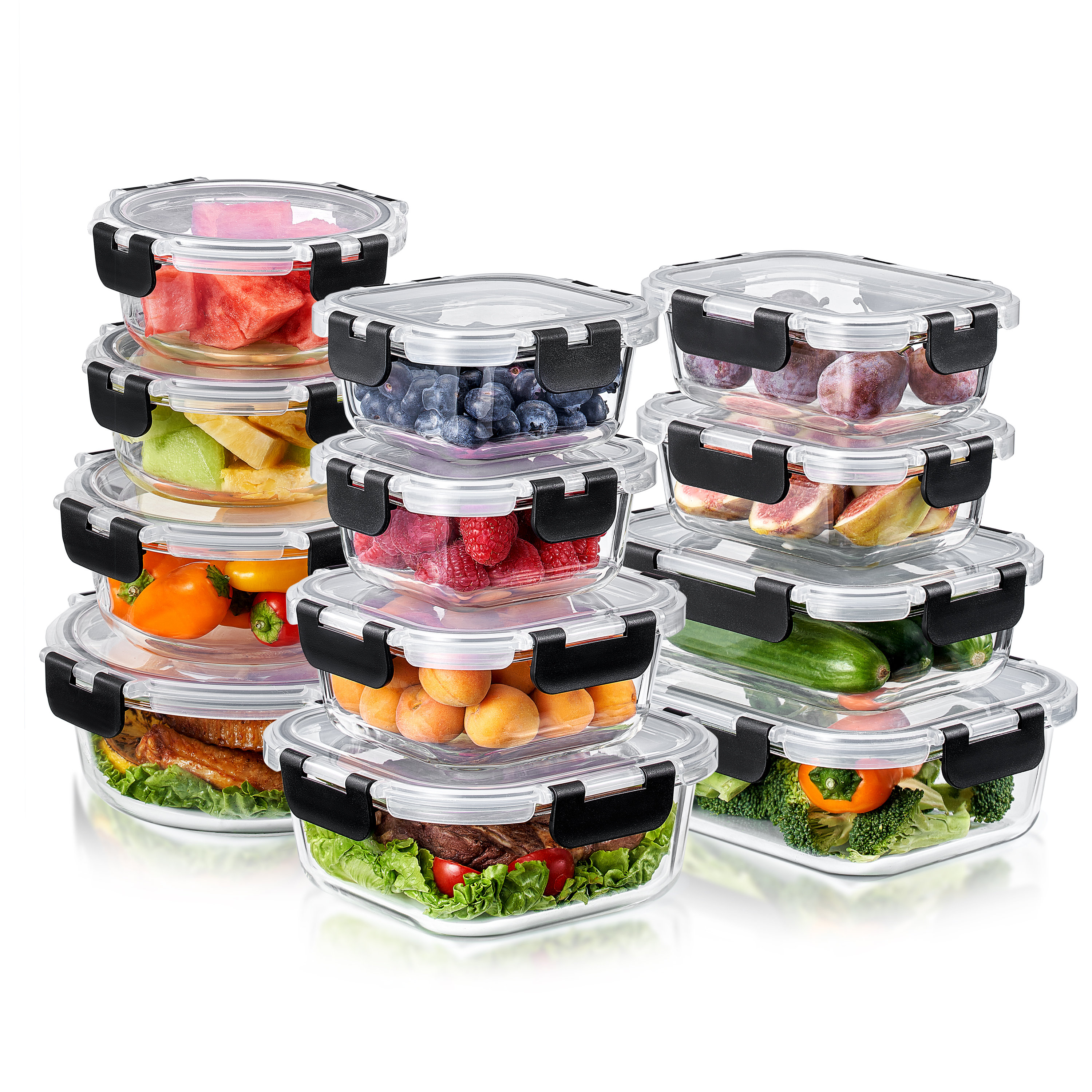 Sorbus 24-piece Glass Food Storage Containers With Lids - Airtight ...