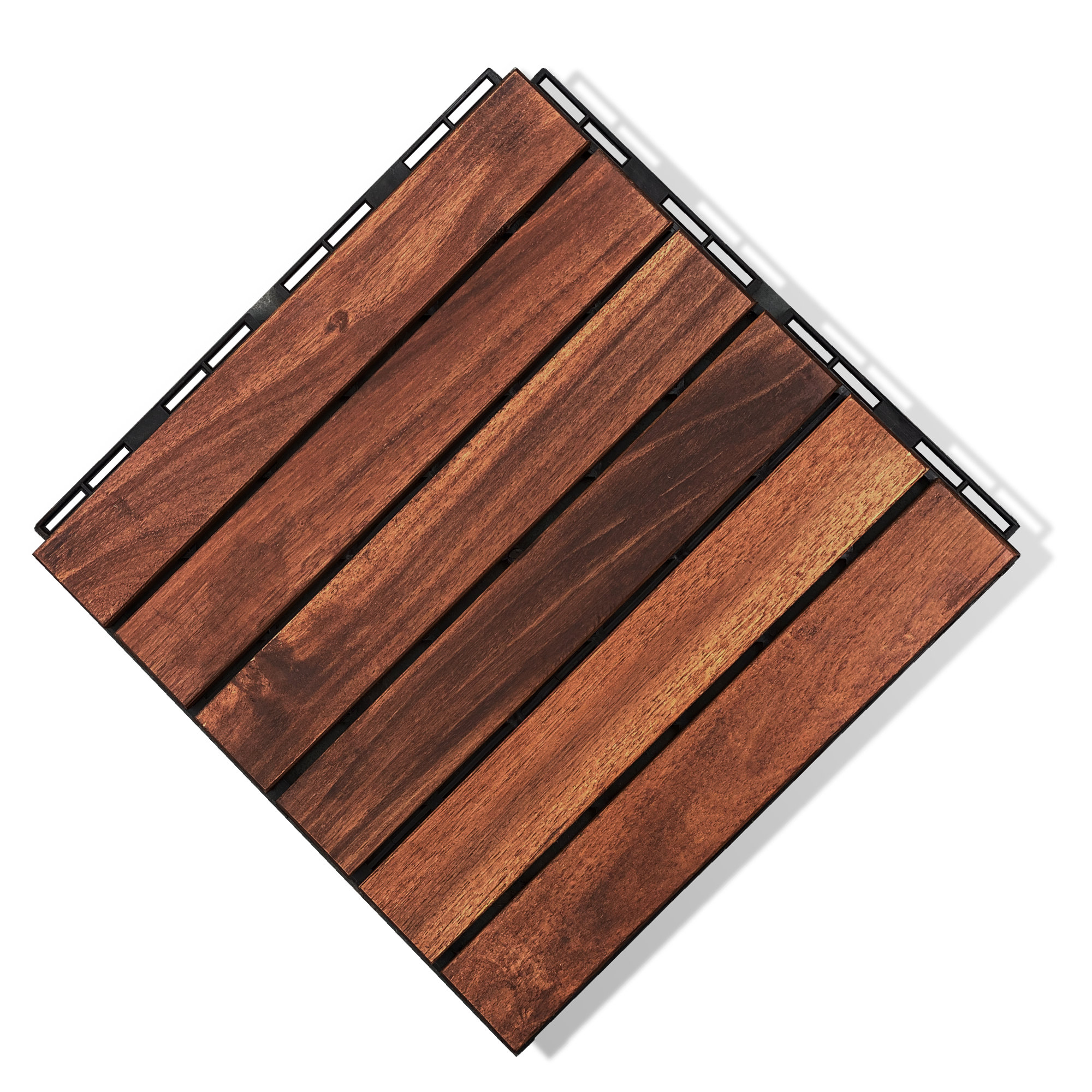 BEEFURNI Interlocking 12" x 12" Flooring Tile Wood Interlocking Deck ...