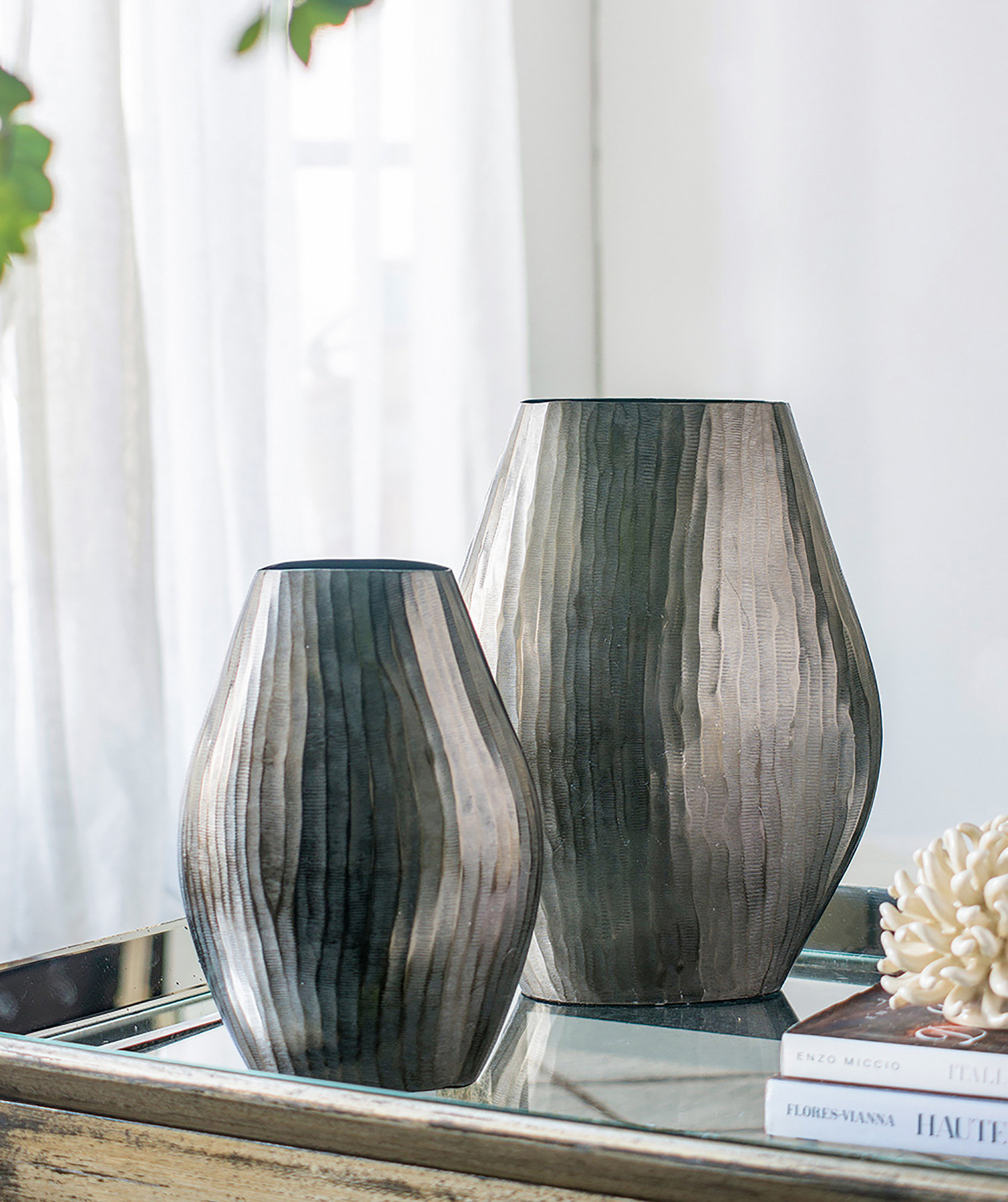 17 Stories Smoke Chisel Metal Table Vase | Wayfair