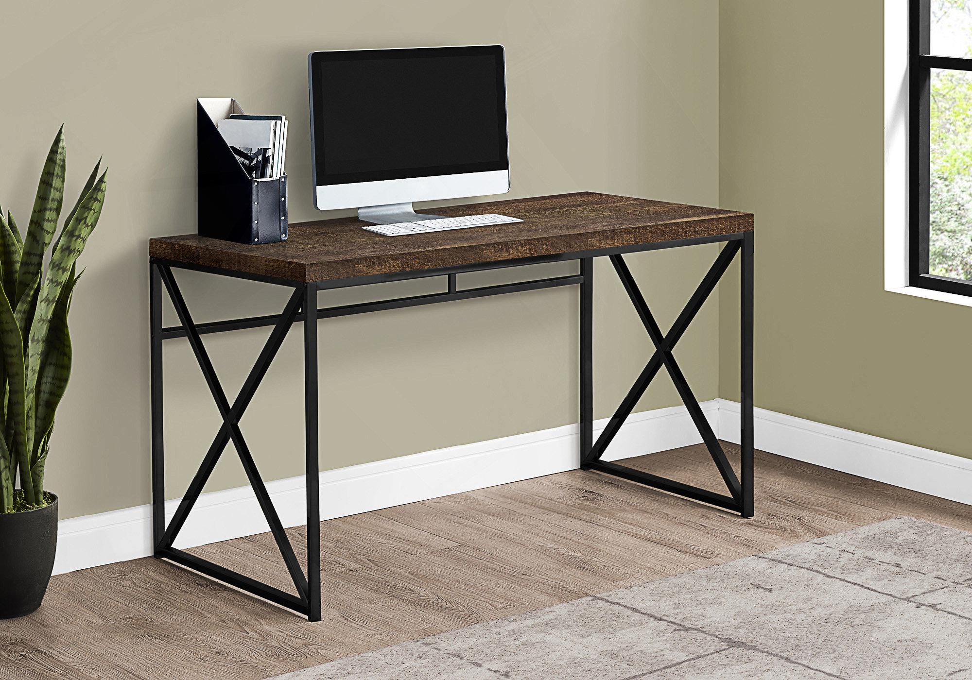 Ebern Designs Modern Computer Desk With Reclaimed Wood Look Top And ...