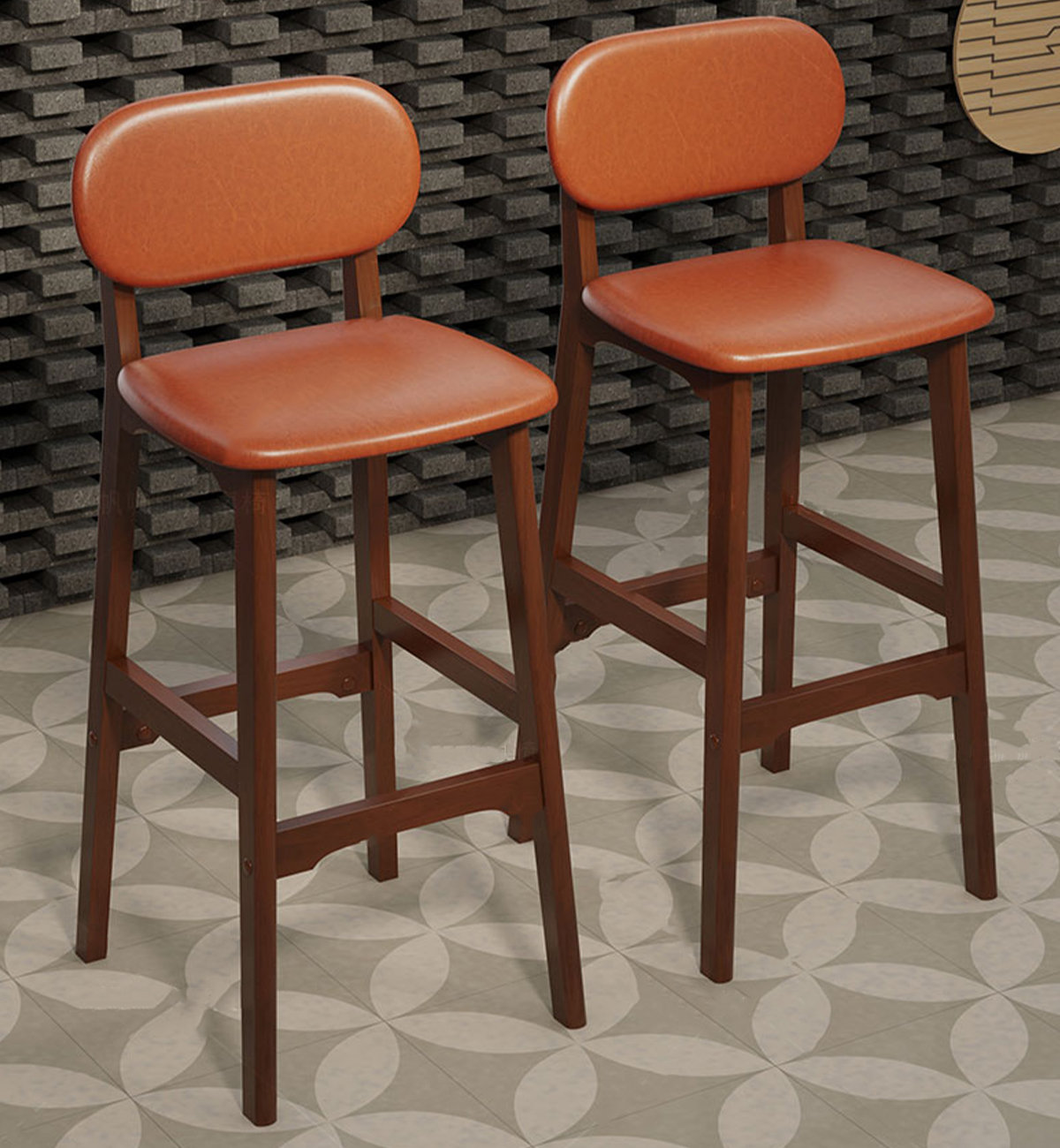 Corrigan Studio® Retro American Solid Wood High-Legged Backrest Bar ...