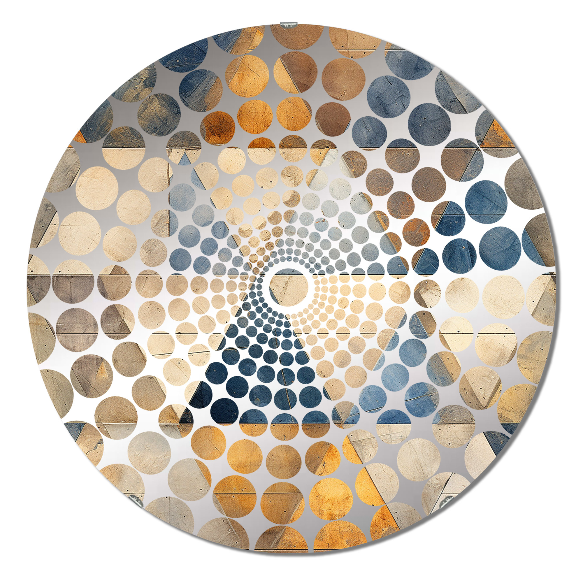 Design Art Beige And Blue Triangles Mosaic - Concentric Circles ...