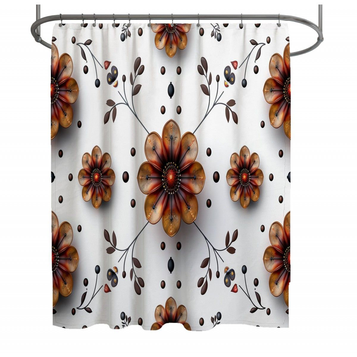 VisionDecor 11952_Floral Motif Shower Curtain - Visual Art Bathroom ...